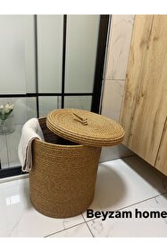 Epolaxs El Yapımı Jüt Hasır 3’lü Banyo Sepeti Seti Dekoratif Organizer ...