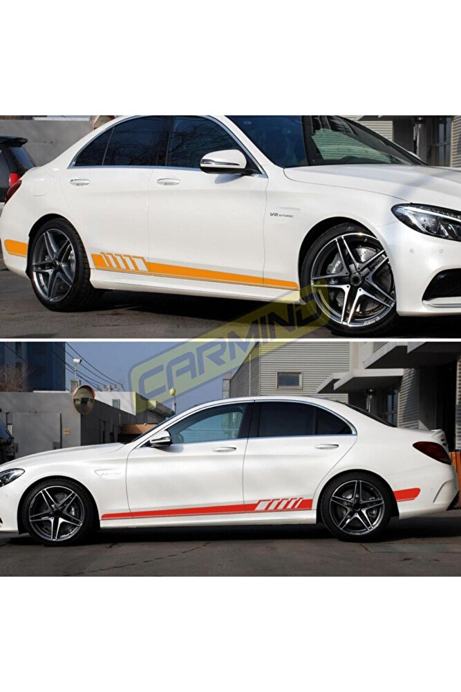 Mercedes W205 C63 Amg Yan Etek Şerit Sticker Kırmızı Kullanıcı ...