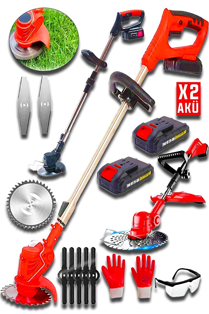 Alman 798 Vf 25 Ah Karbon Motor 2x Akülü Akülü Şarjlı Kenar Ot Çalı Çim ...