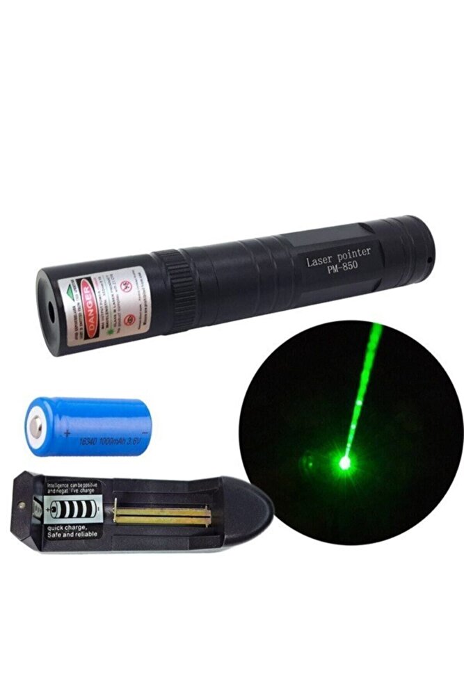 Green Laser Pointer Şarjlı Güçlü Yeşil Lazer Metal Kasa Kullanıcı ...
