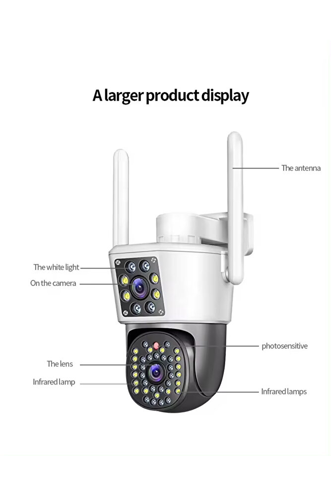 4MP 4K Ultra HD Gece Görüşlü Çift Lensli Hareket Takipli Alarmlı Dış ...