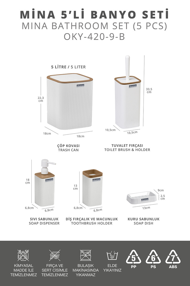 Mina Due Beyaz Çizgili Kare 5'li Banyo Seti Kullanıcı Yorumları ve ...