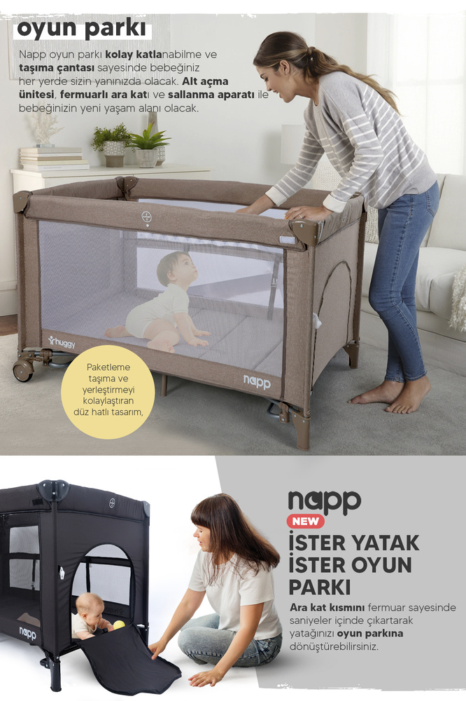 Napp 6 In 1 Anne Yani Park Yatak Oyun Parkı ve Yatak 70X120 XL ...