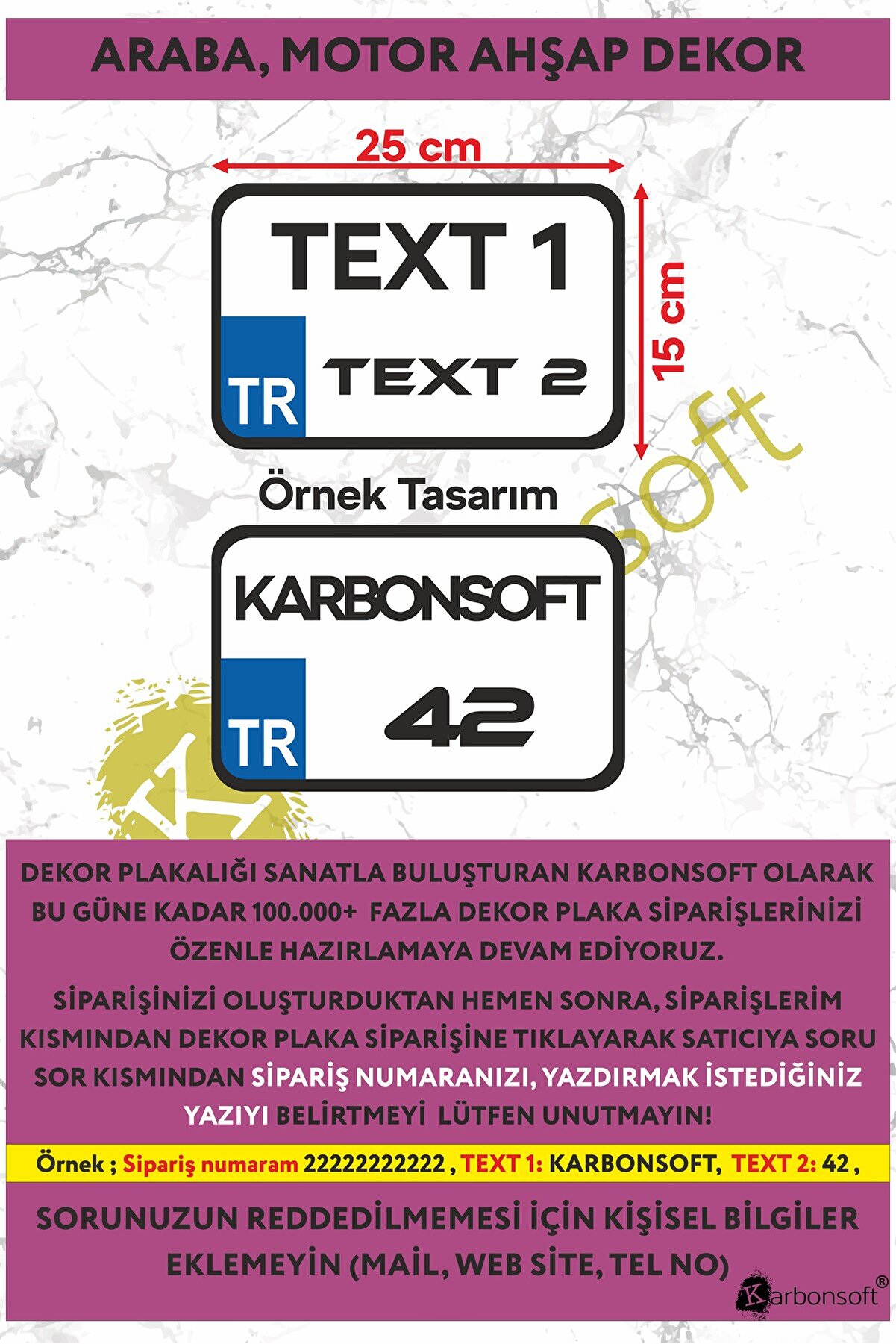 karbonsoft Kişiye Özel Ahşap Dekor Plaka, Bisiklet Plaka, Isimli Plaka, Cam Önü Plakası ...