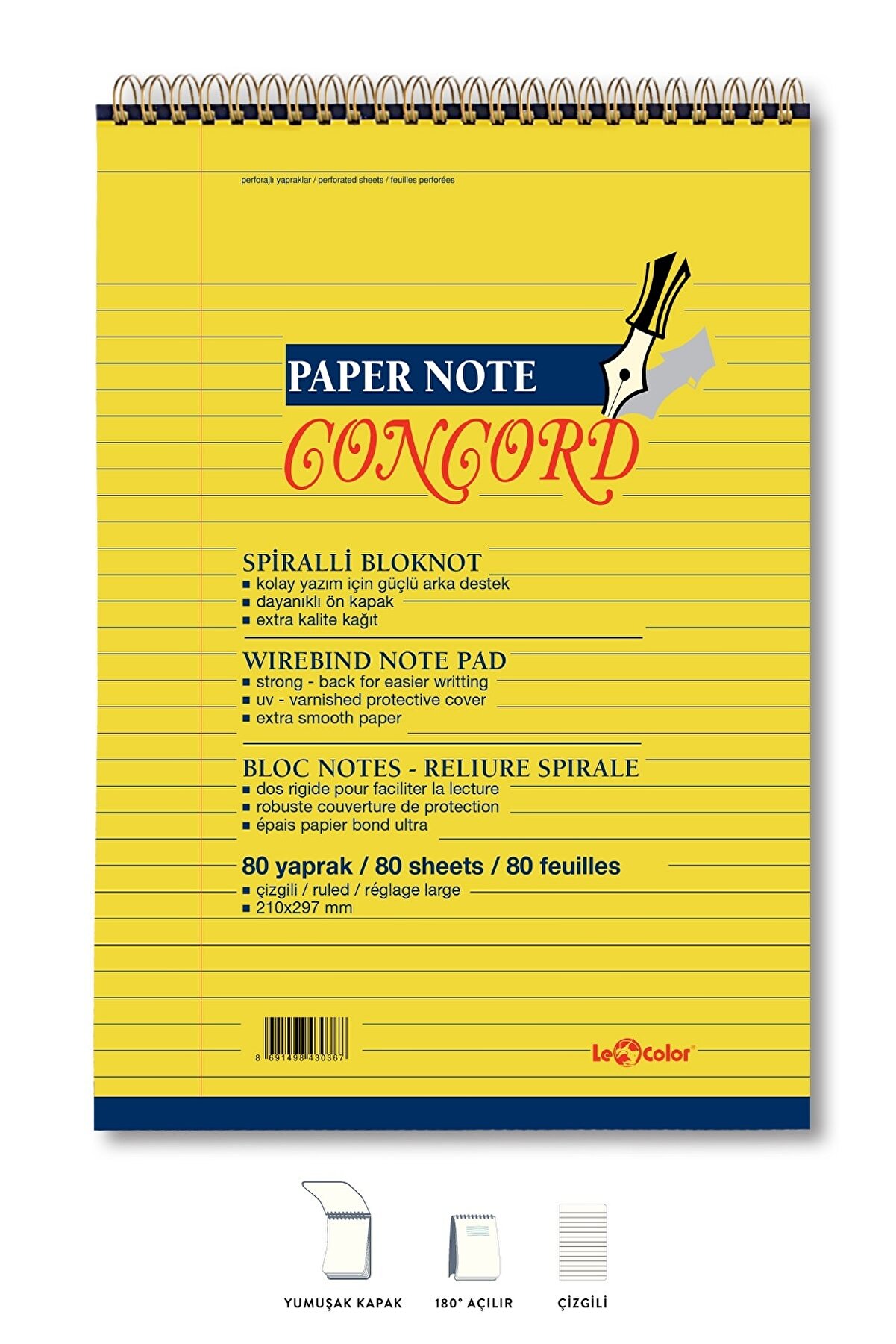 Le Color Concord Plus A4 Bloknot Çizgili Sarı Fiyatı, Yorumları - Trendyol