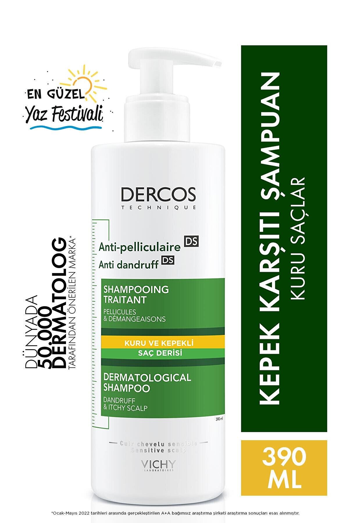 Vichy -Dercos Anti-Pel Effective Care Shampoo Against Dandruff Dry Hair ...