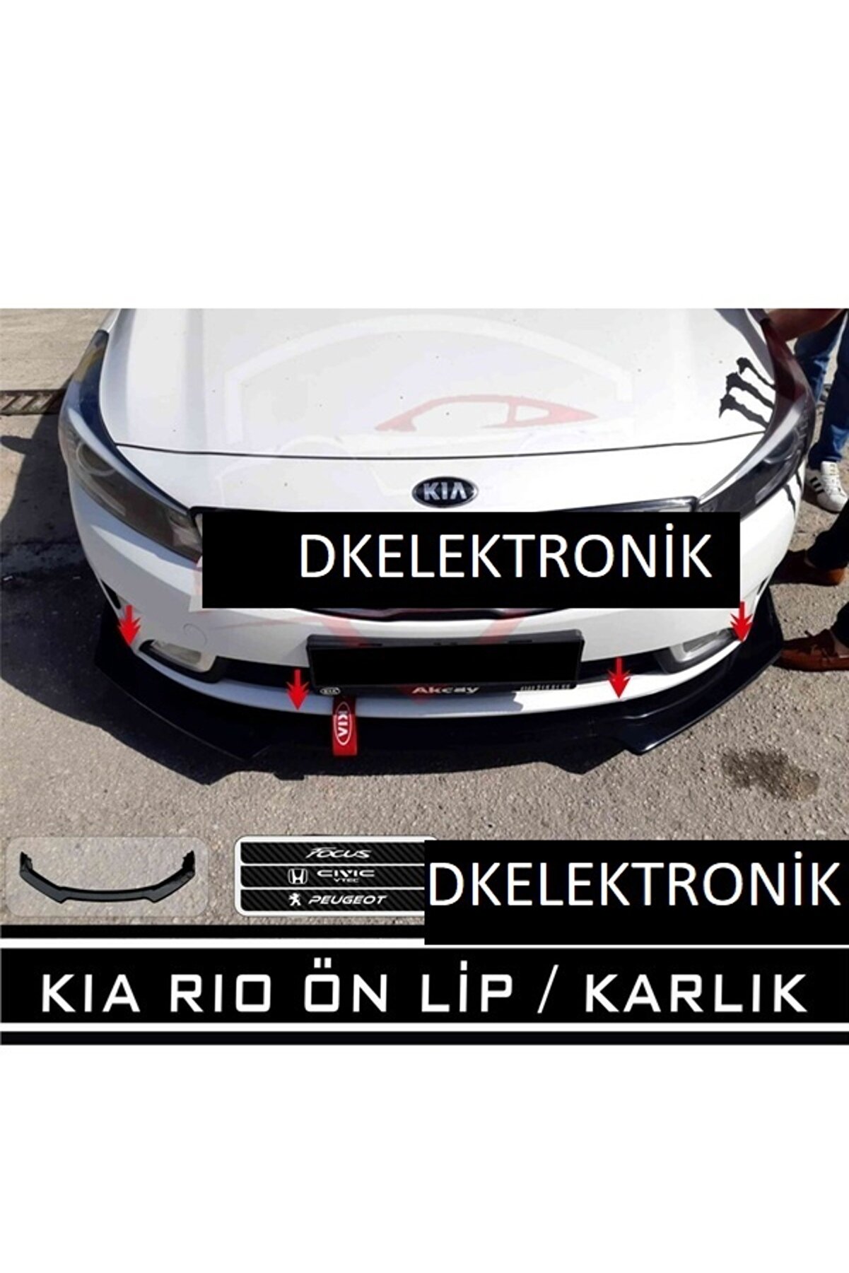 DKELEKTRONİK Kia Rio Ön Tampon Eki Body Kit Karlık Lip Siyah Uyumlu ...