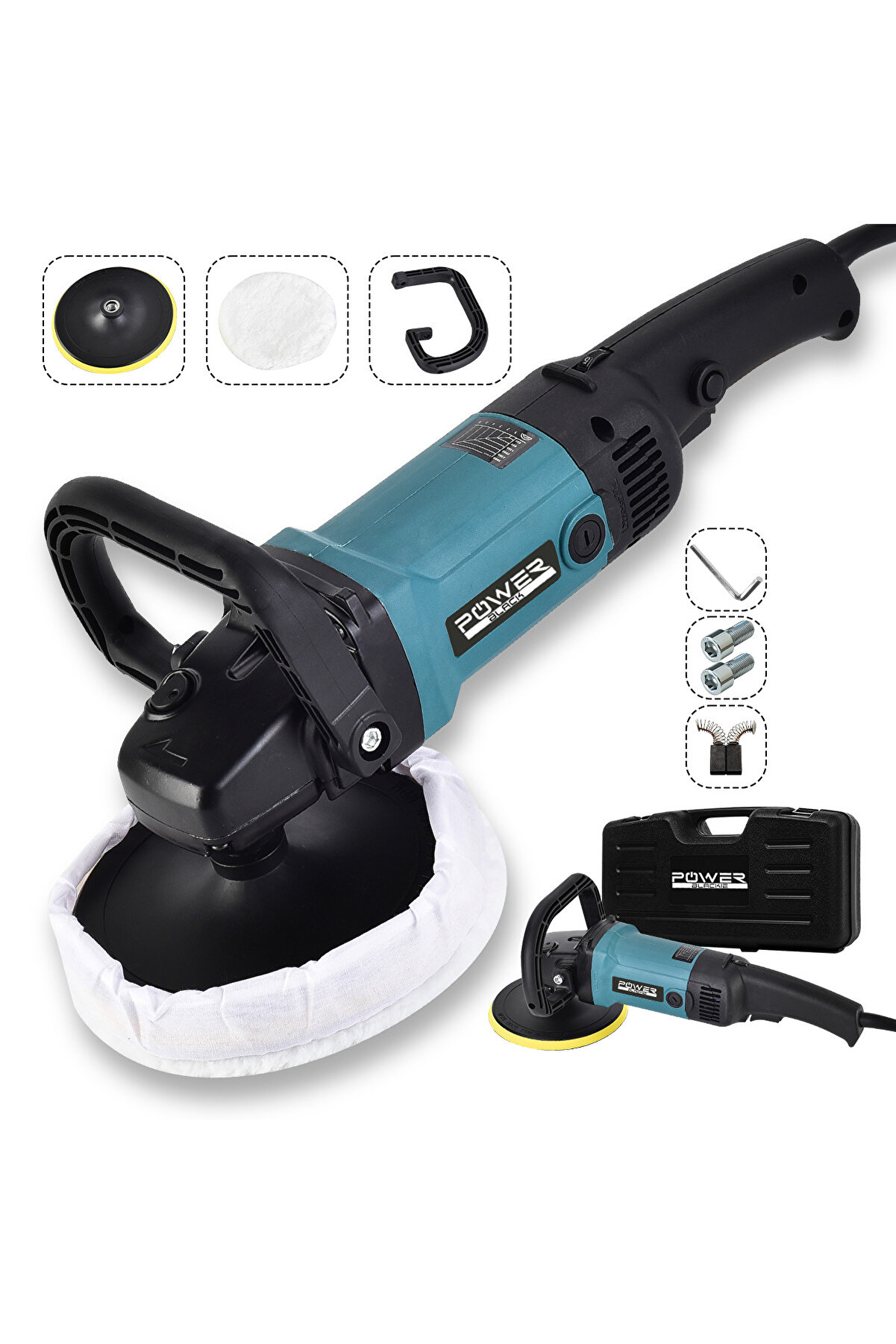 POWER BLACK Devir Ayarlı 1230w 230v Zımpara Pasta Cila Makinesi Mavi ...