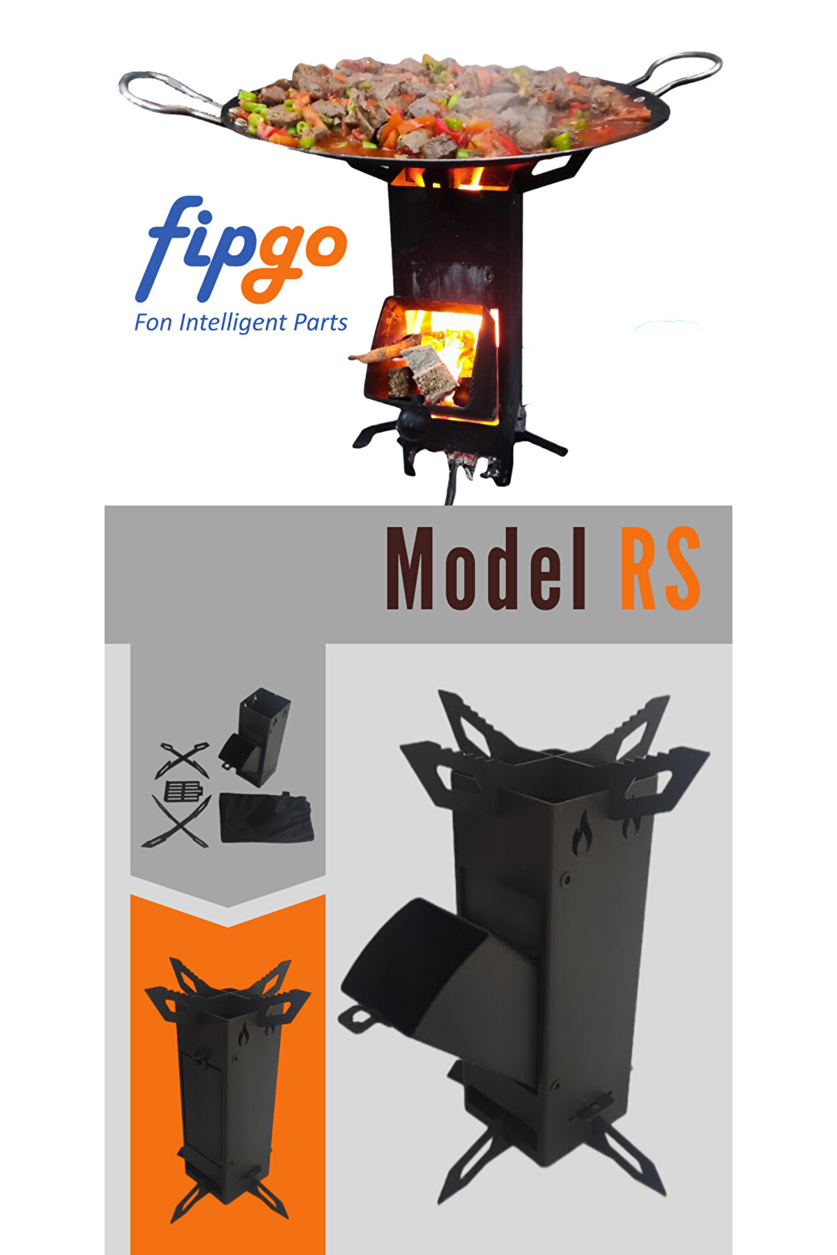 Fipgo Model RS (Roket Soba), Kampçı Sobası, Odun Ateşinde Çay ...