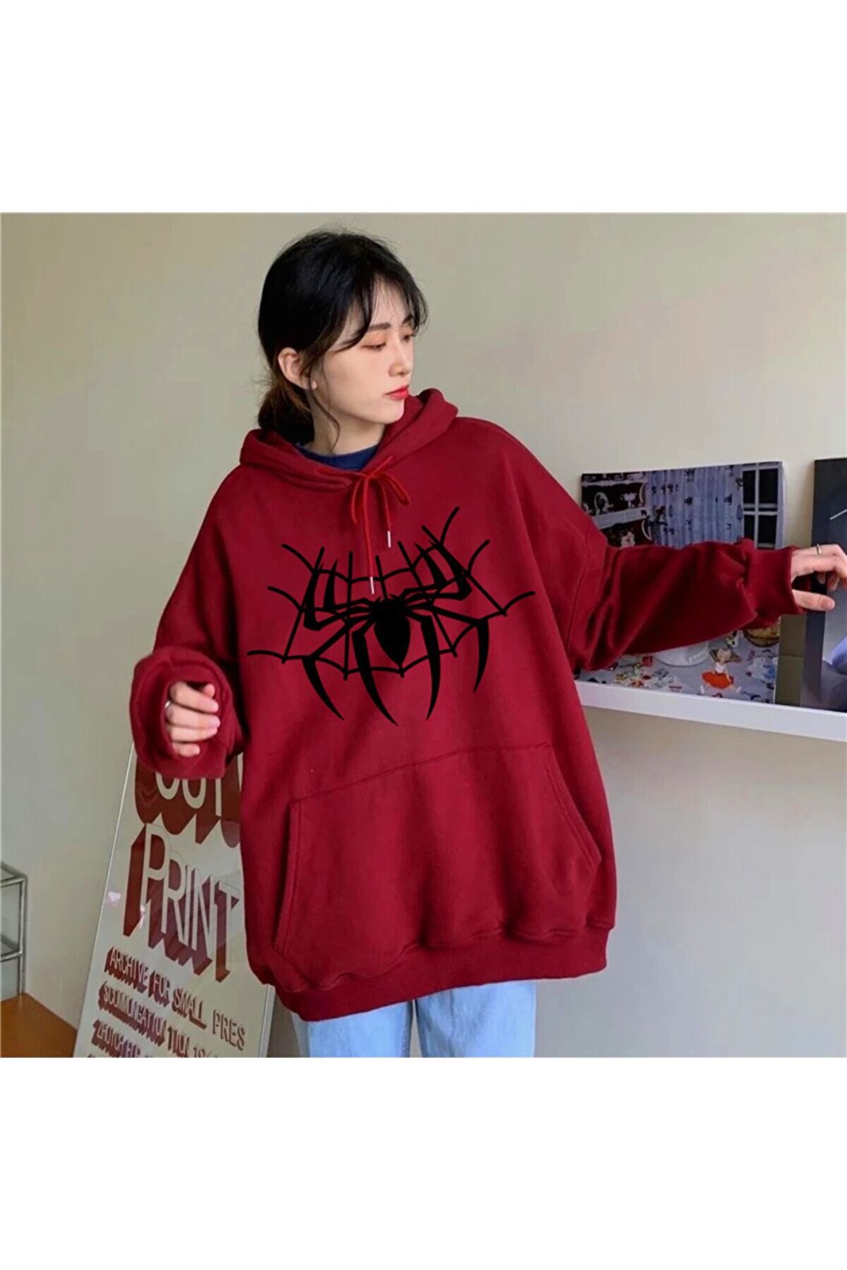 BROOD's Gothic Spider Man Web Desenli (2 İplik Şardonlu) Yumuşak Kalın ...