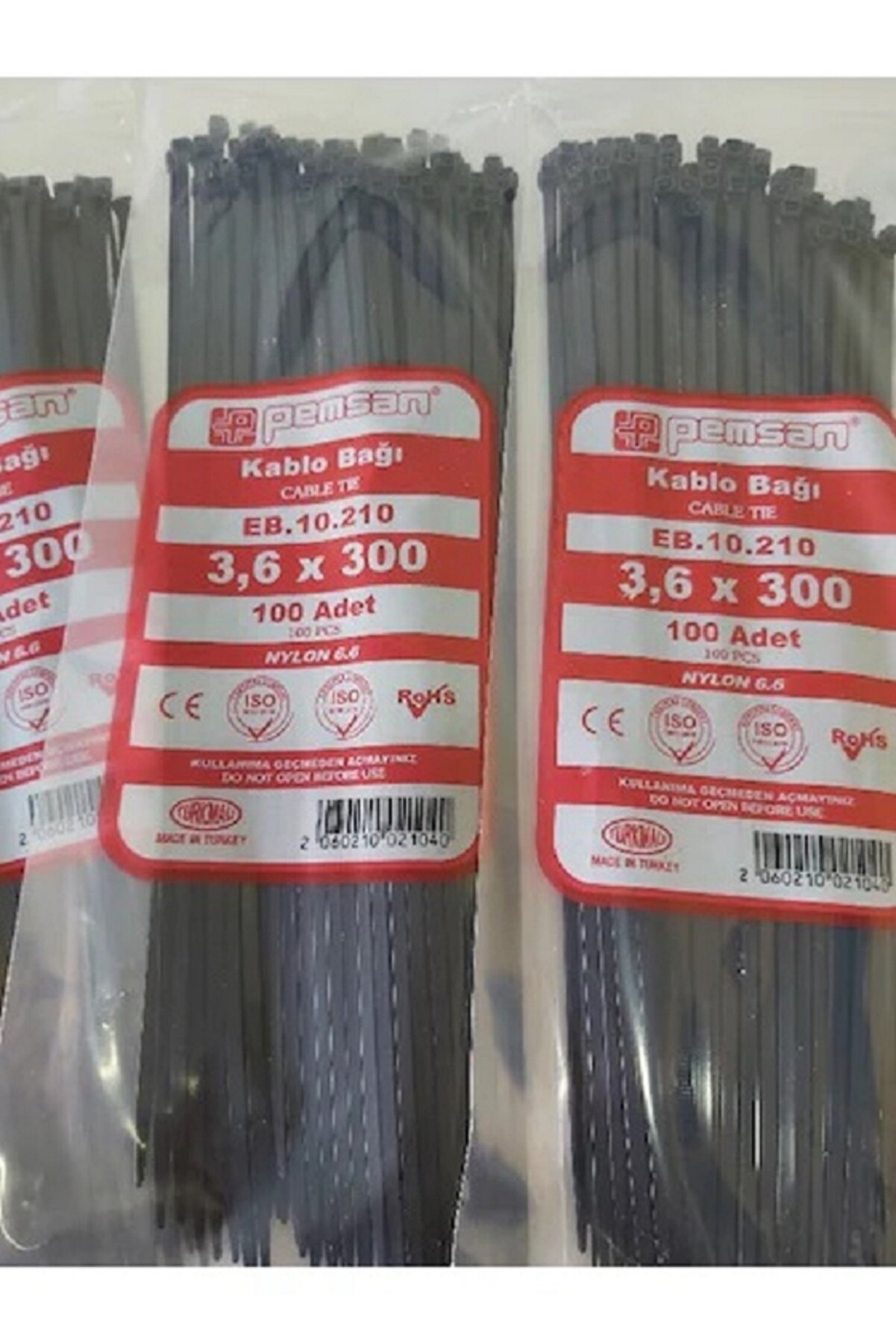 Pemsan 3.6X300 Plastik Cırt Kelepçe Kablo Bağı Siyah 100'Lu Paket ...