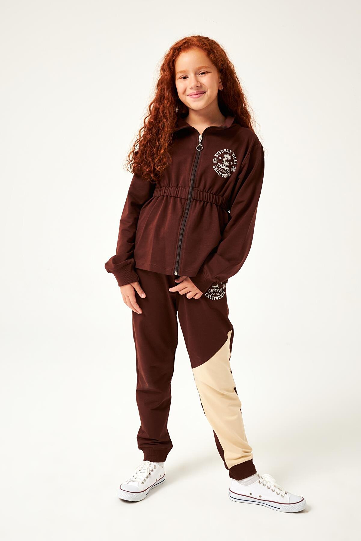 Perendi Beverly Hills Nakış Detaylı Kız Çocuk Takım Kahverengi - Fiyatı ...