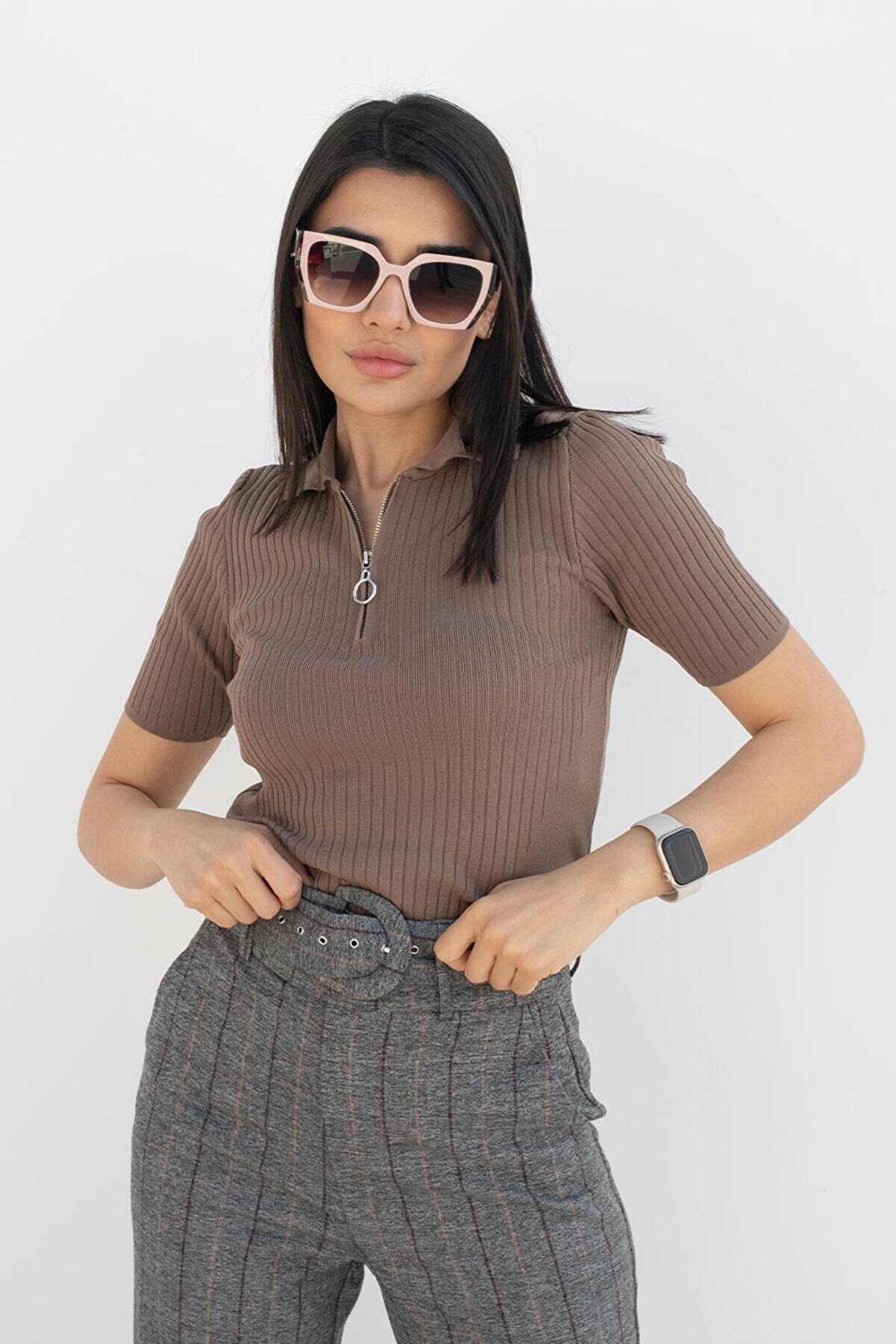 PRANGA Kadın Vizon Polo Yaka Fermuarlı Crop Fiyatı, Yorumları - Trendyol