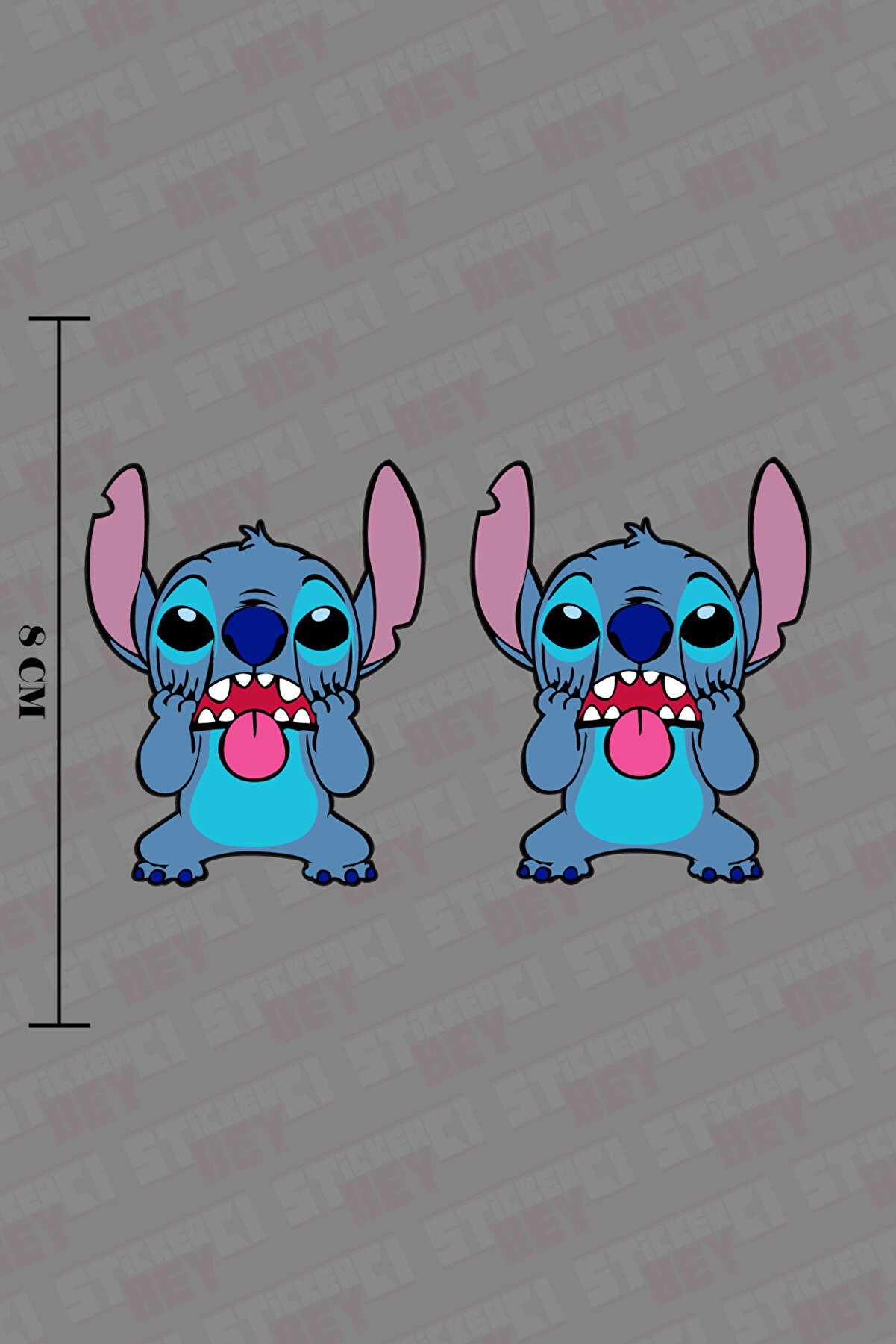 STİCKERCI BEY 2 Adet Stich Ağzı Açık Renkli Sticker Seti Otomobil ...