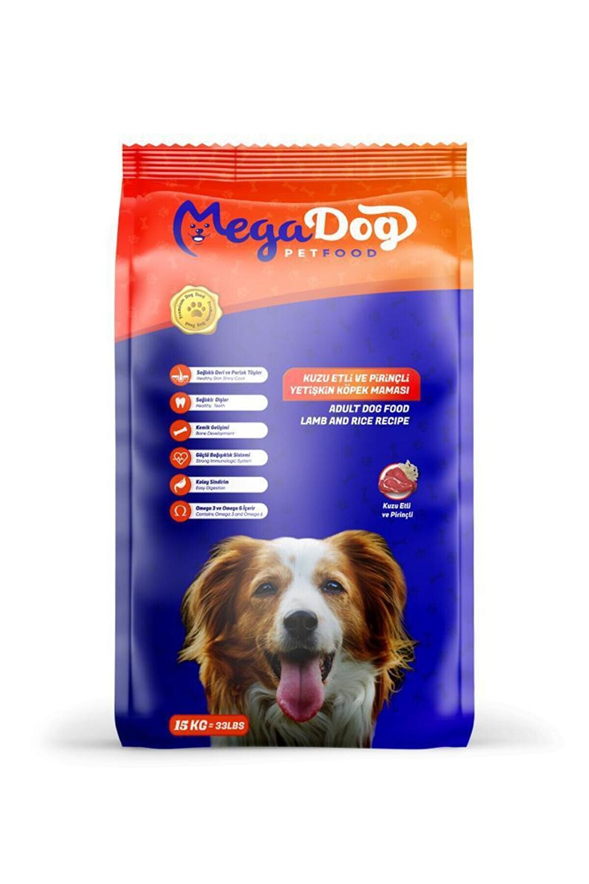 Mega MEGADOG - KUZU ETİ VE PİRİNÇLİ YETİŞKİN KÖPEK MAMASI 15KG Fiyatı ...