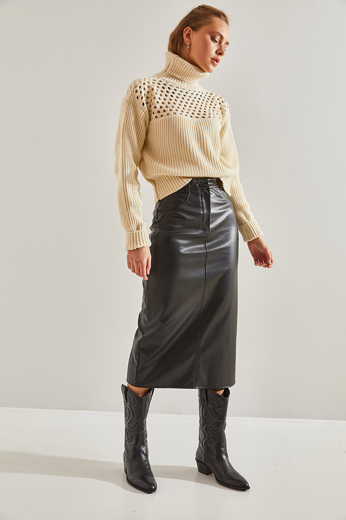 Bianco Lucci Kadın Uzun Deri Etek Fiyatı, Yorumları - Trendyol