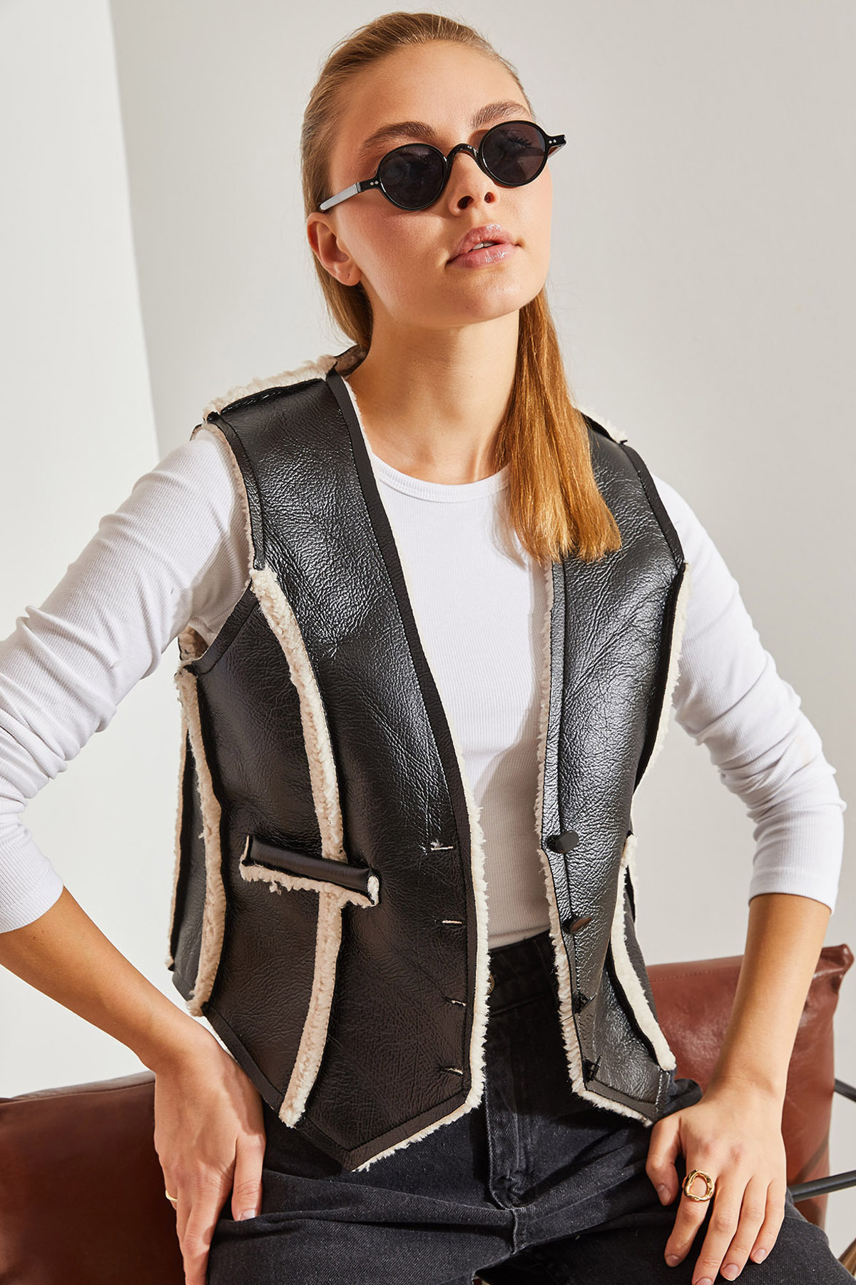 Bianco Lucci Lucci Kadın Deri Peluşlu Yelek Fiyatı, Yorumları - Trendyol