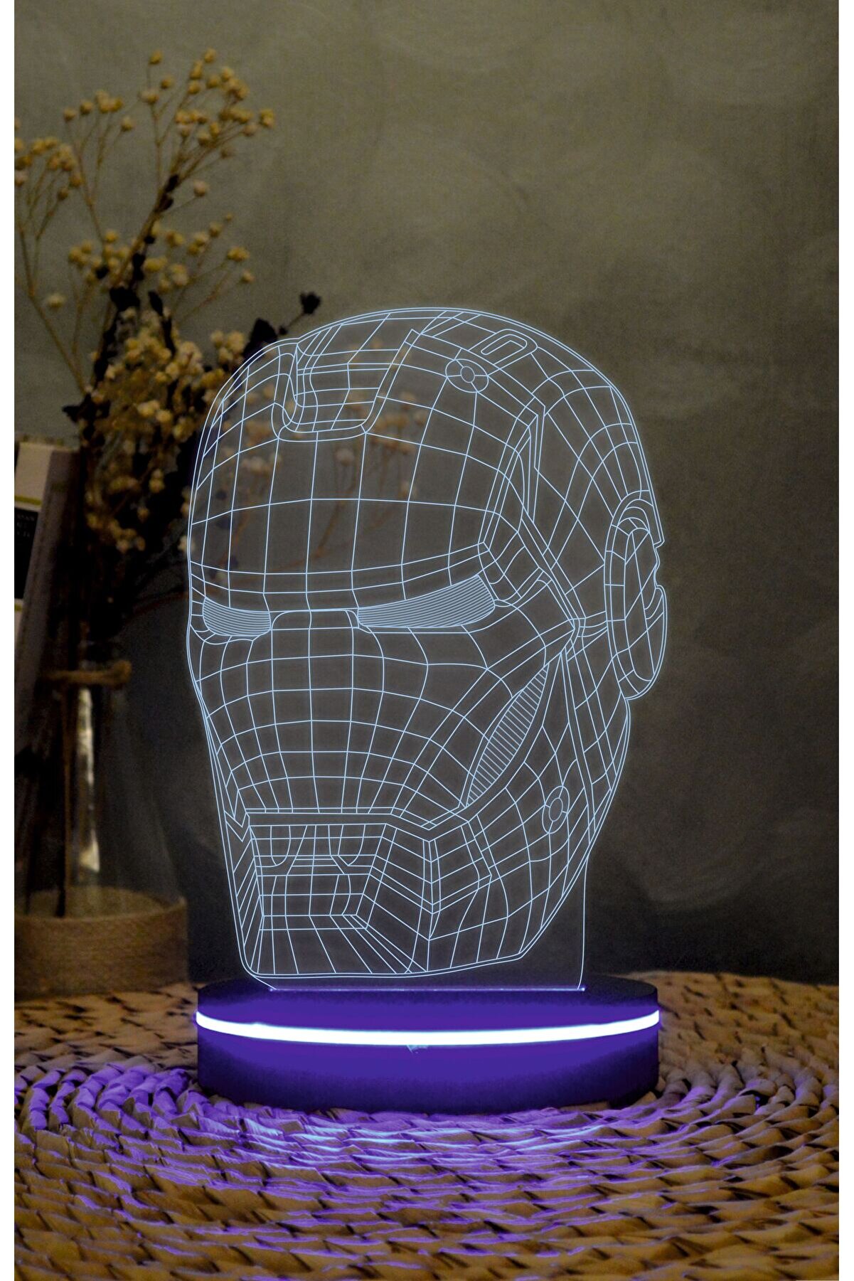 Yubi Design İron Man Kask- 3 boyutlu led lamba 16 renk dekoratif anime ...