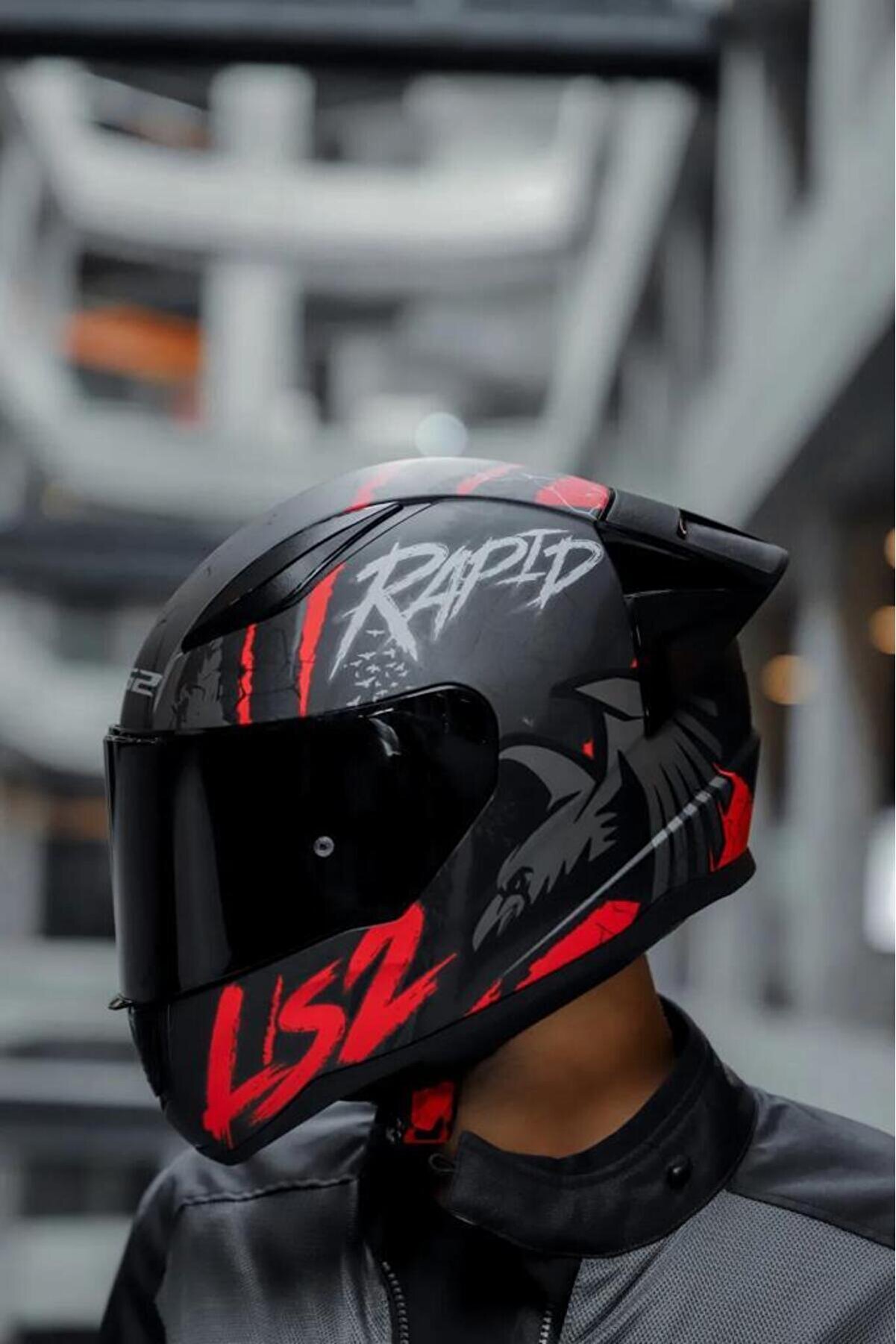 LS2 Rapid 2 Race Raven Mat Siyah-beyaz-kırmızı Kask - Fiyatı, Yorumları