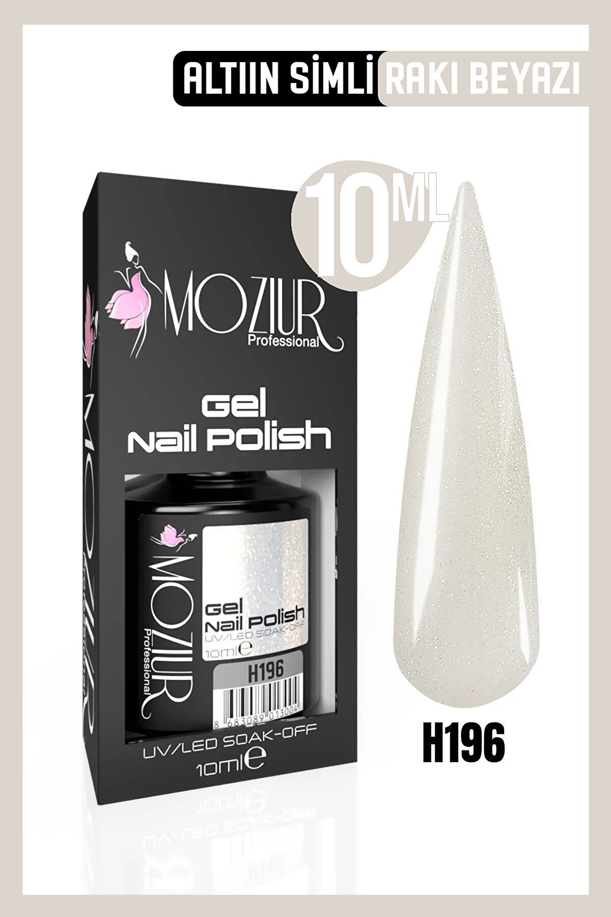 MOZIUR Kalıcı Oje Uv Led H196 (ALTIN SİMLİ RAKI BEYAZI) 10ml Fiyatı ...