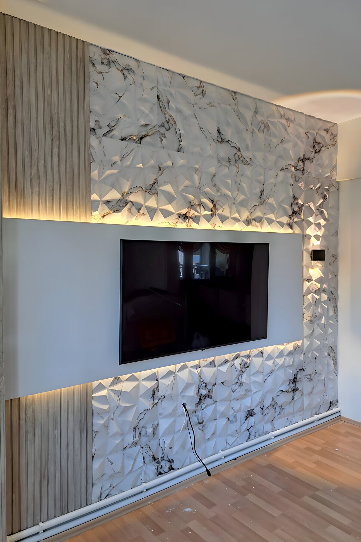 Duvarım 3 Boyutlu Mermer Desenli PVC Duvar Paneli İnci (50-50 cm 4 adet ...