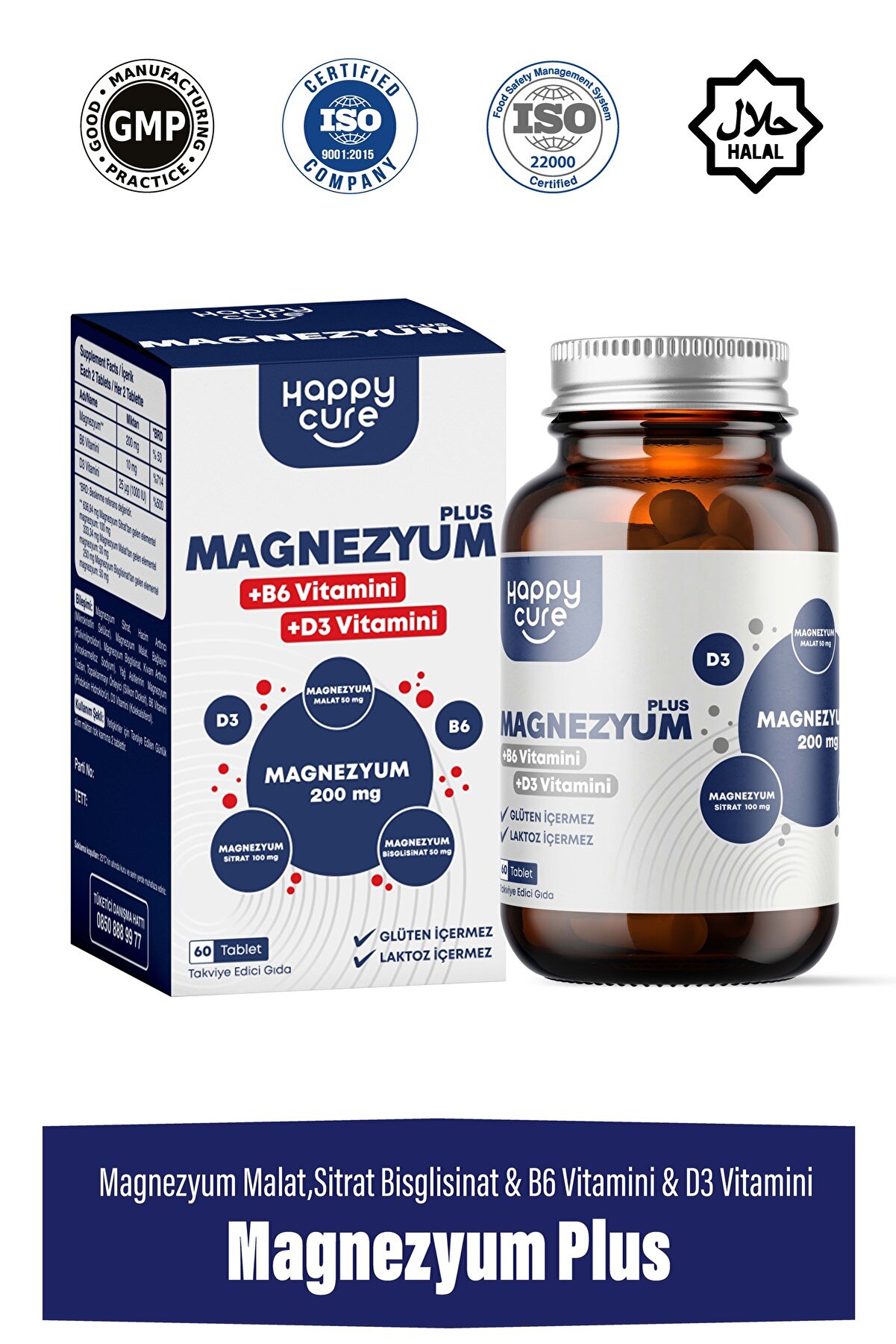 Happy Cure Magnezyum Plus 60 Tablet (Magnezyum Malat, Magnezyum ...