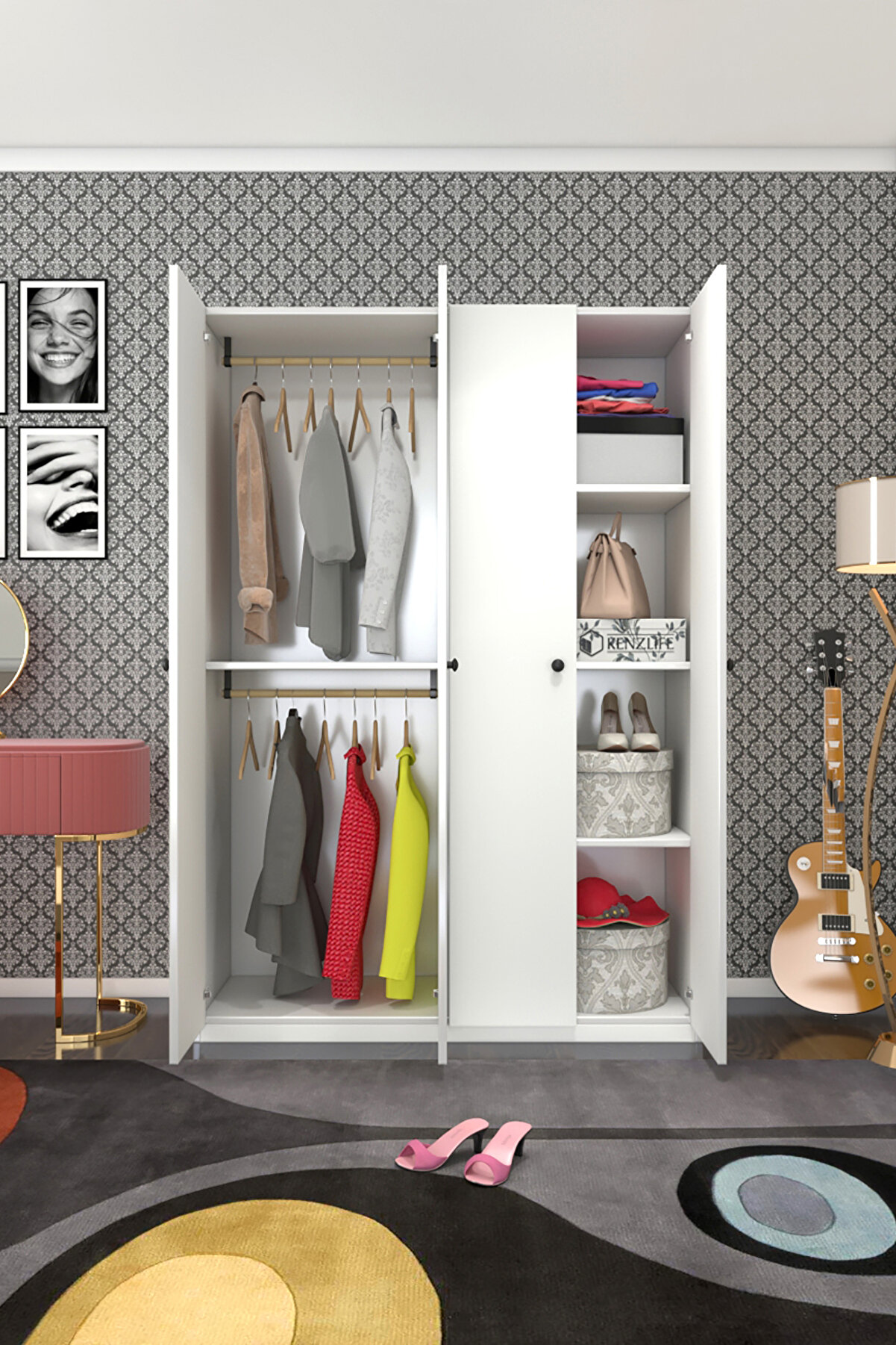 Kenzlife gardırop 4 kapılı kapaklı devetabanı byz 173*120*42 gardolap ...