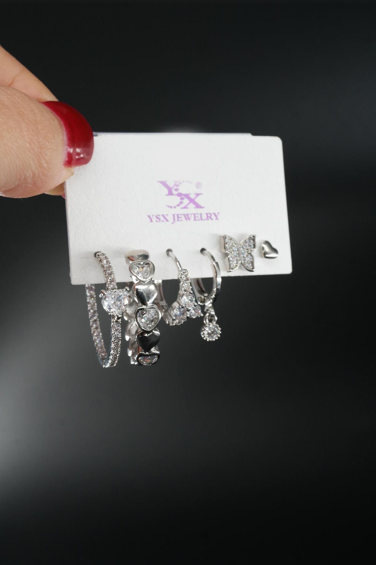 By Zeyna Aksesuar Kadın Vip Seri Özel Tasarım Baget Zirkon Taşlı 6lı