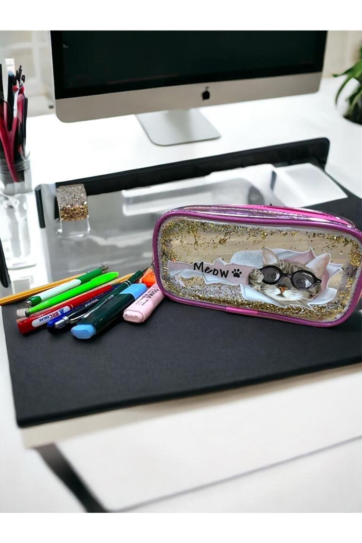 Hayveys Pembe Kedi Model Fosforlu Jel Tasarımlı Okul Fermuarlı Kalemlik ...