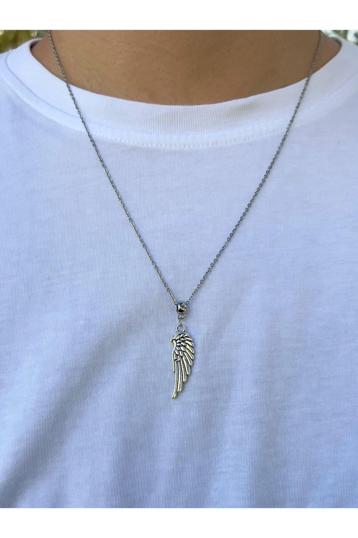 Piercing Market Steel & Silver Erkek Gümüş Renk Melek Kanadı Figürlü ...