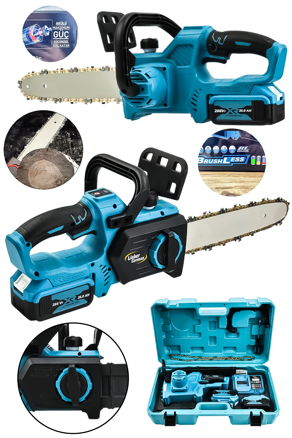 Lieber German Bl Kömürsüz Motor 21 V 3 Ah 35 Cm Pala Gold Zincir 2x ...