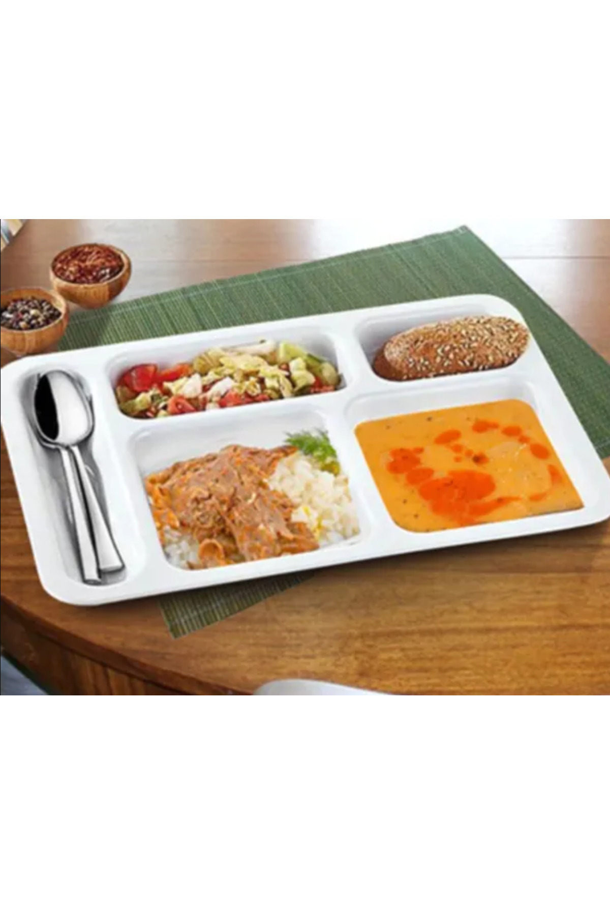 Mçb Group 50 Adet 5 Gözlü Kırılmaz Plastik Tabldot Tabağı Beyaz Self ...