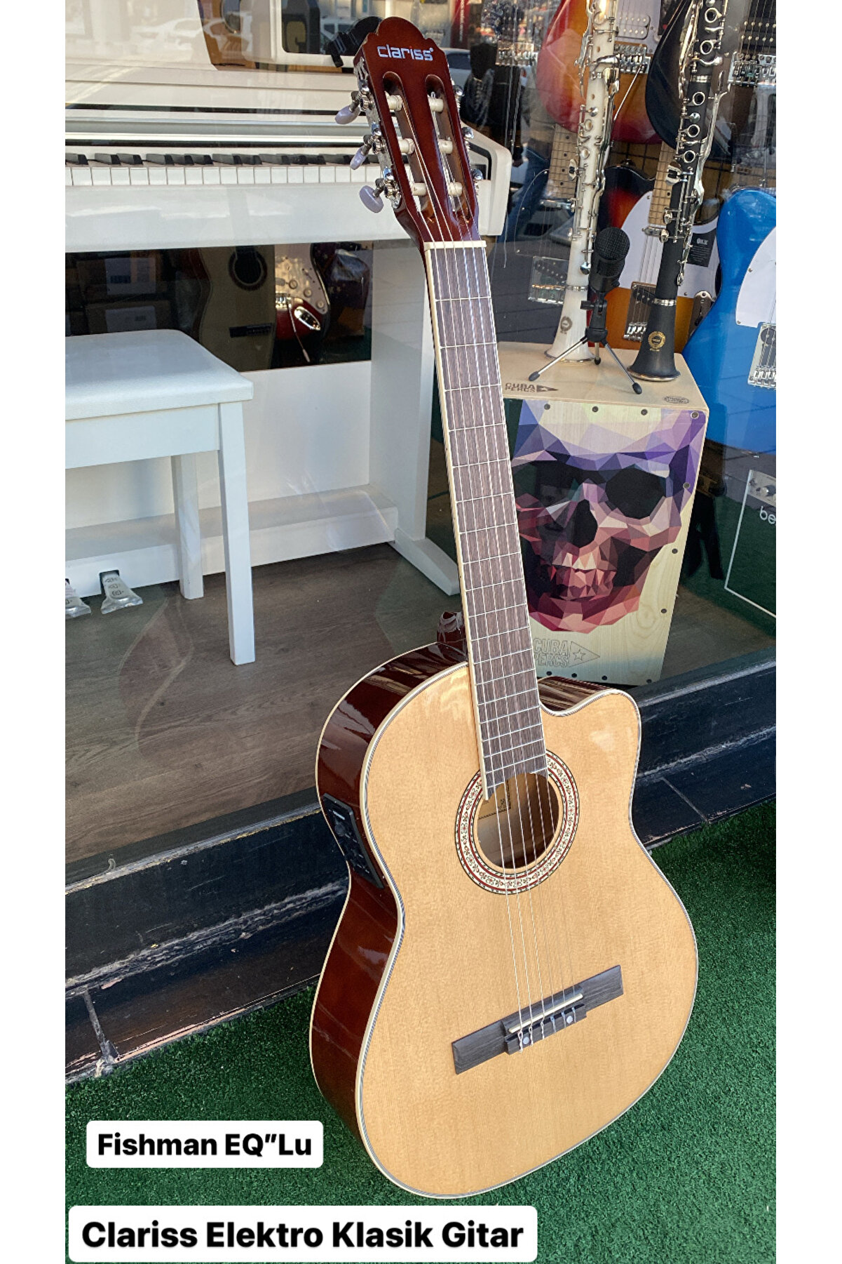 3M MUSİC Elektro Klasik Gitar Sahne Gitarı Kesik Kasa Gitar Fishman EQ ...