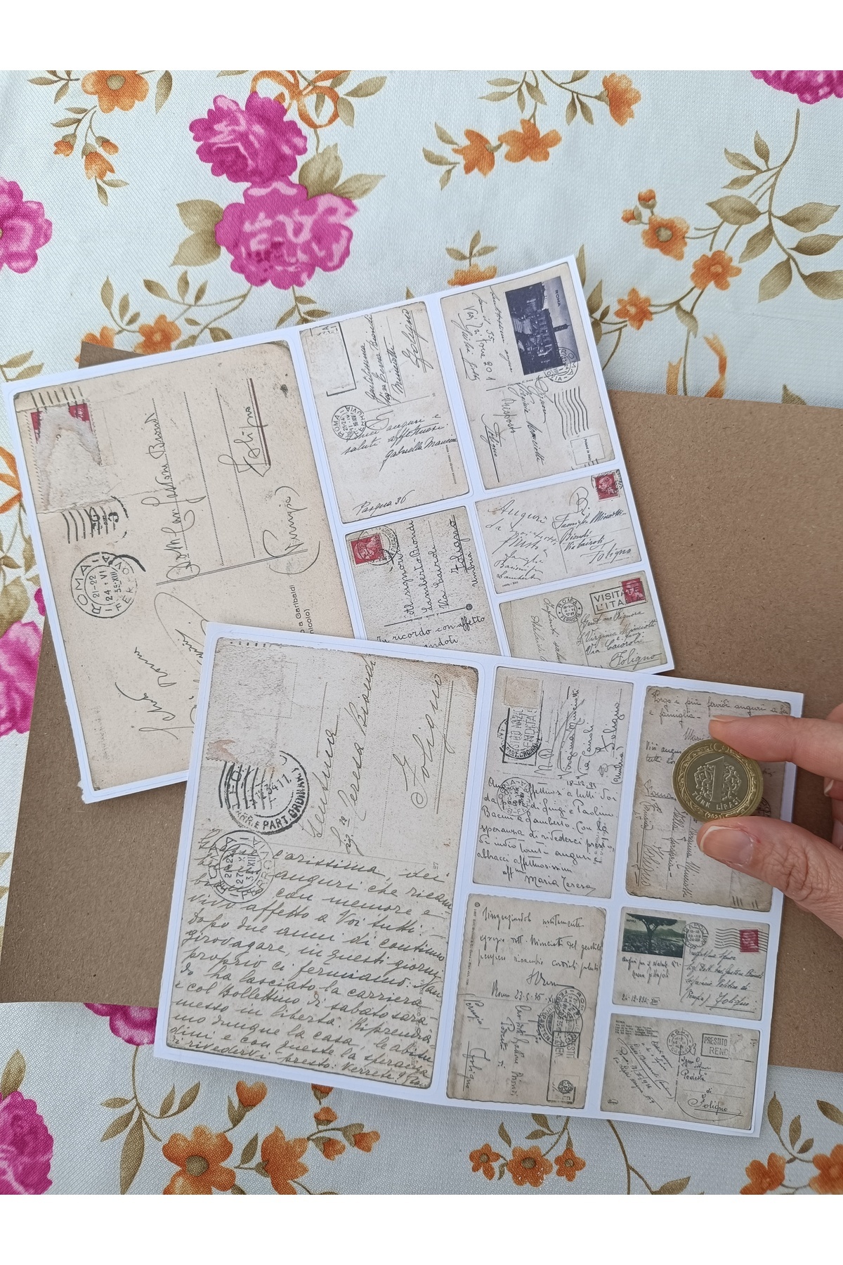 Pink Swan Craft Vintage Scrapbook Posta Kartları Mat Etiket Seti ...