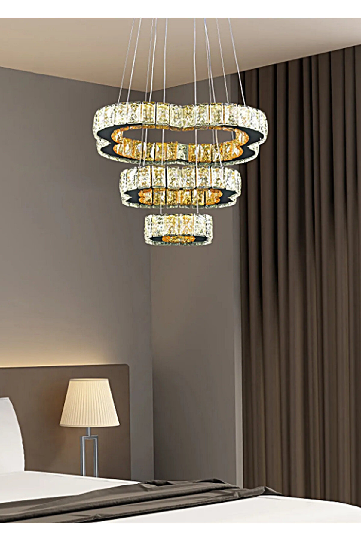 Buiva Modern Luxury Power Led Avize Sarkıt Avize Kademeli 3 Renk ...