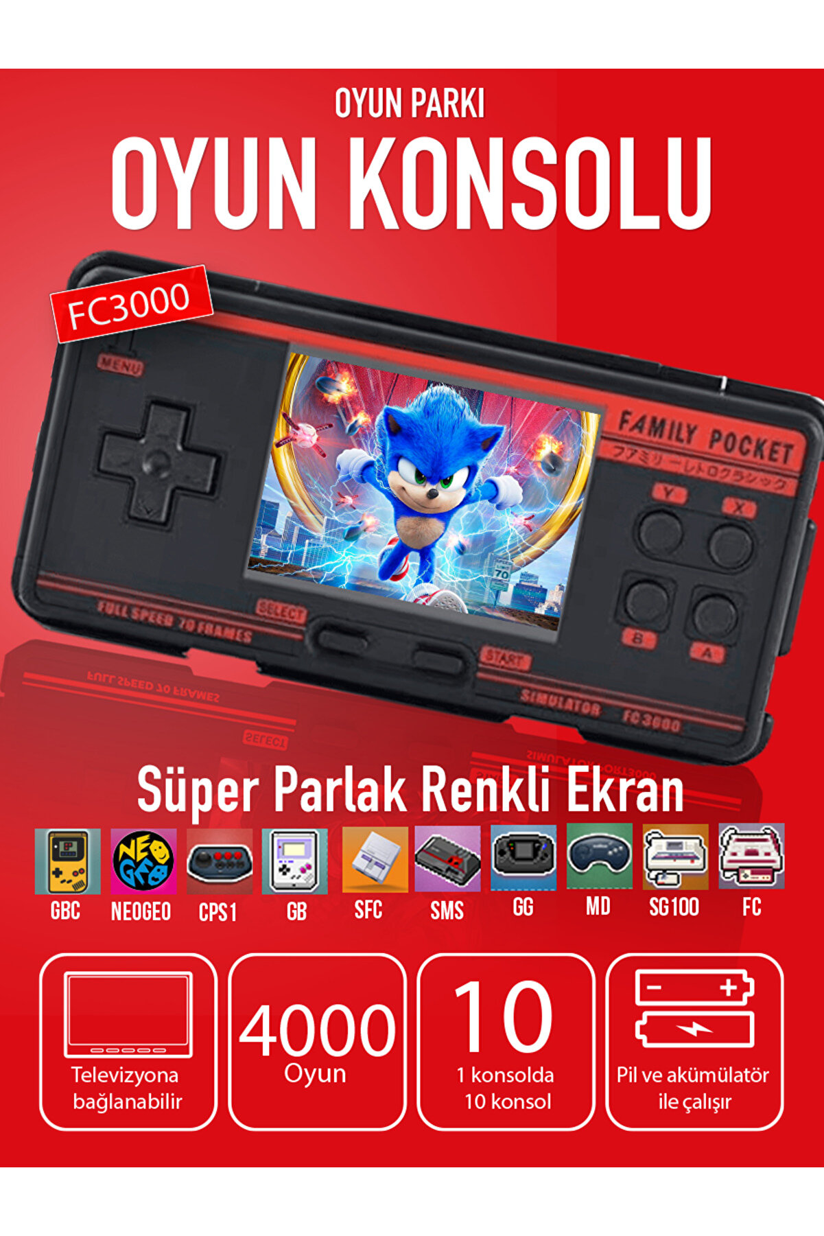 Retro Oyunlar Oyun Konsolu 4000 Oyunlu Family Pocket Fc3000 - Fiyatı ...