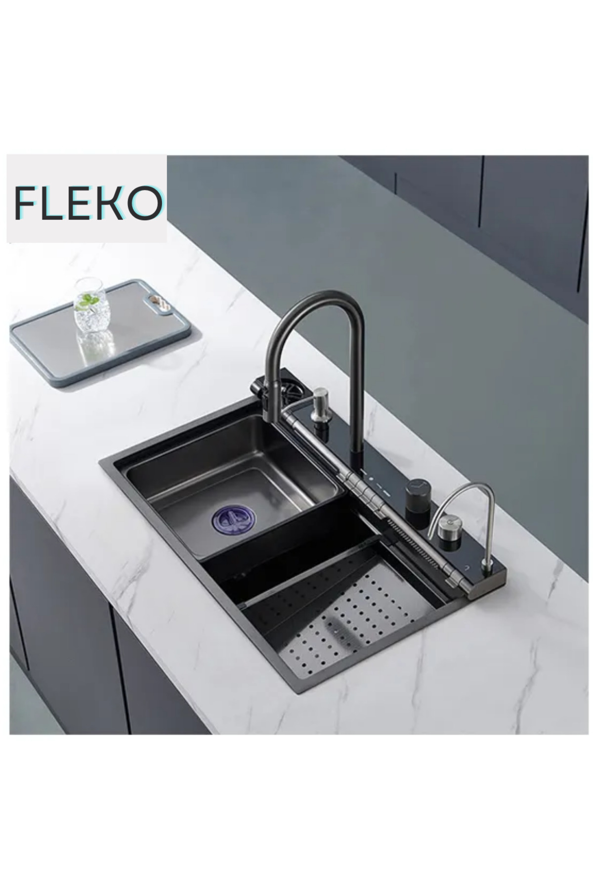 Hsa Fleko Akıllı Teknolojik Dijital Eviye Seti 304paslanmaz Antrasit ...