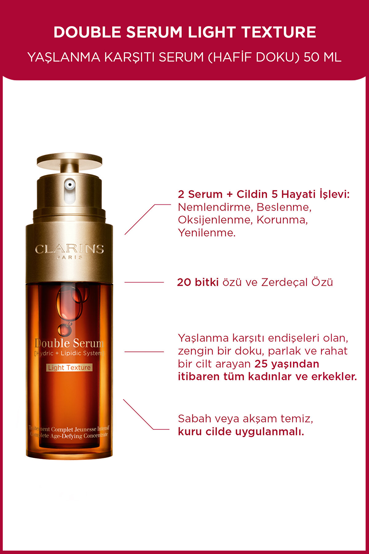 Clarins Double Serum Light Texture 50 ml Yaşlanma Karşıtı Serum ...