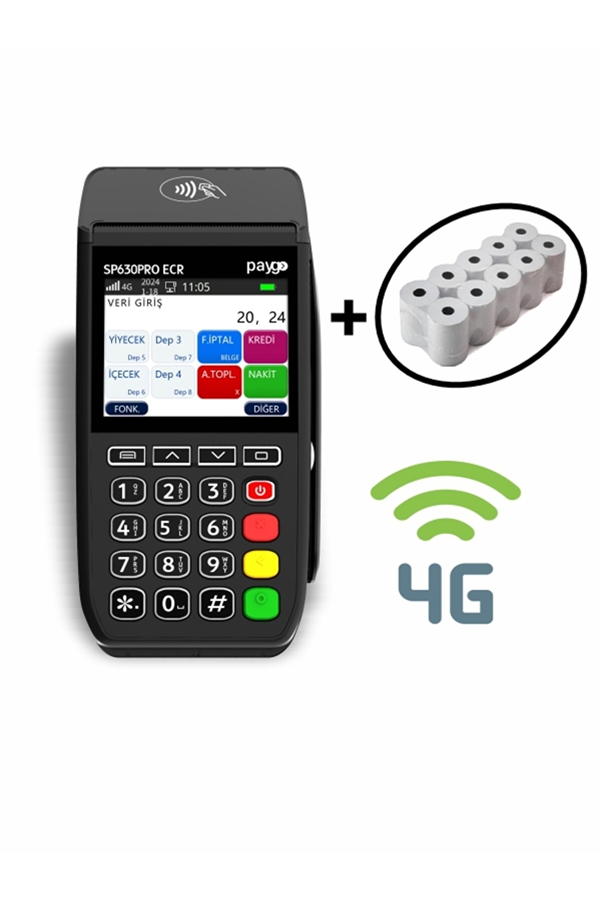 paygo SP630PRO ECR 4G EFT POS QR Kod ve Temazsız Özellikli Yazarkasa ...