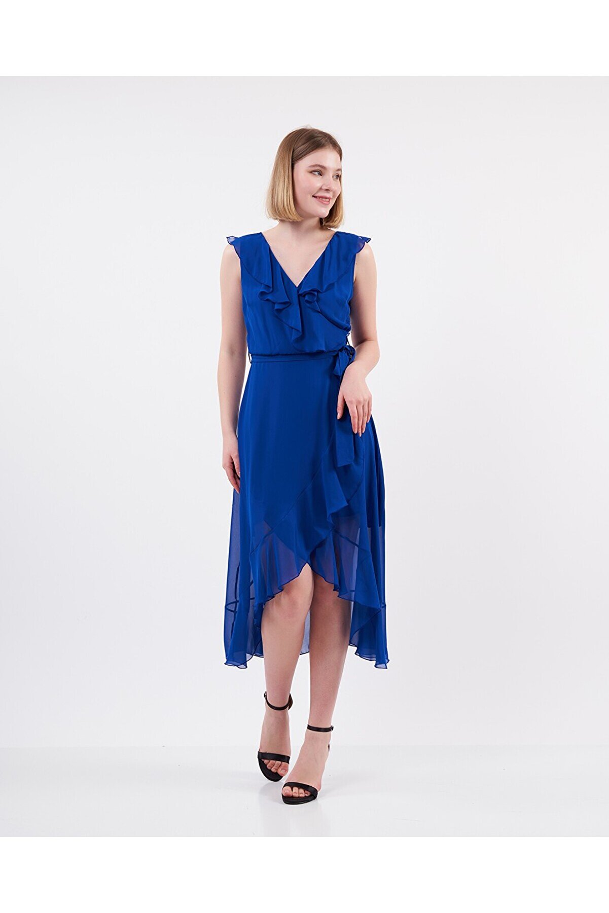 Swass Şifon Sıfır Kollu Beli Lastikli Elbise Fiyatı, Yorumları - Trendyol