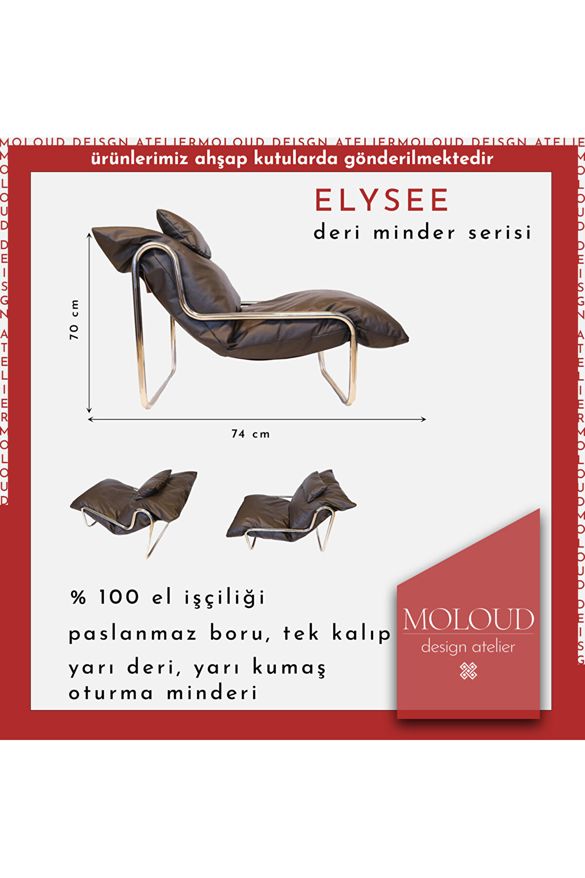 MOLOUD DESIGN ATELIER Kahverengi Hakiki Deri Minderli, Polisajlı ...