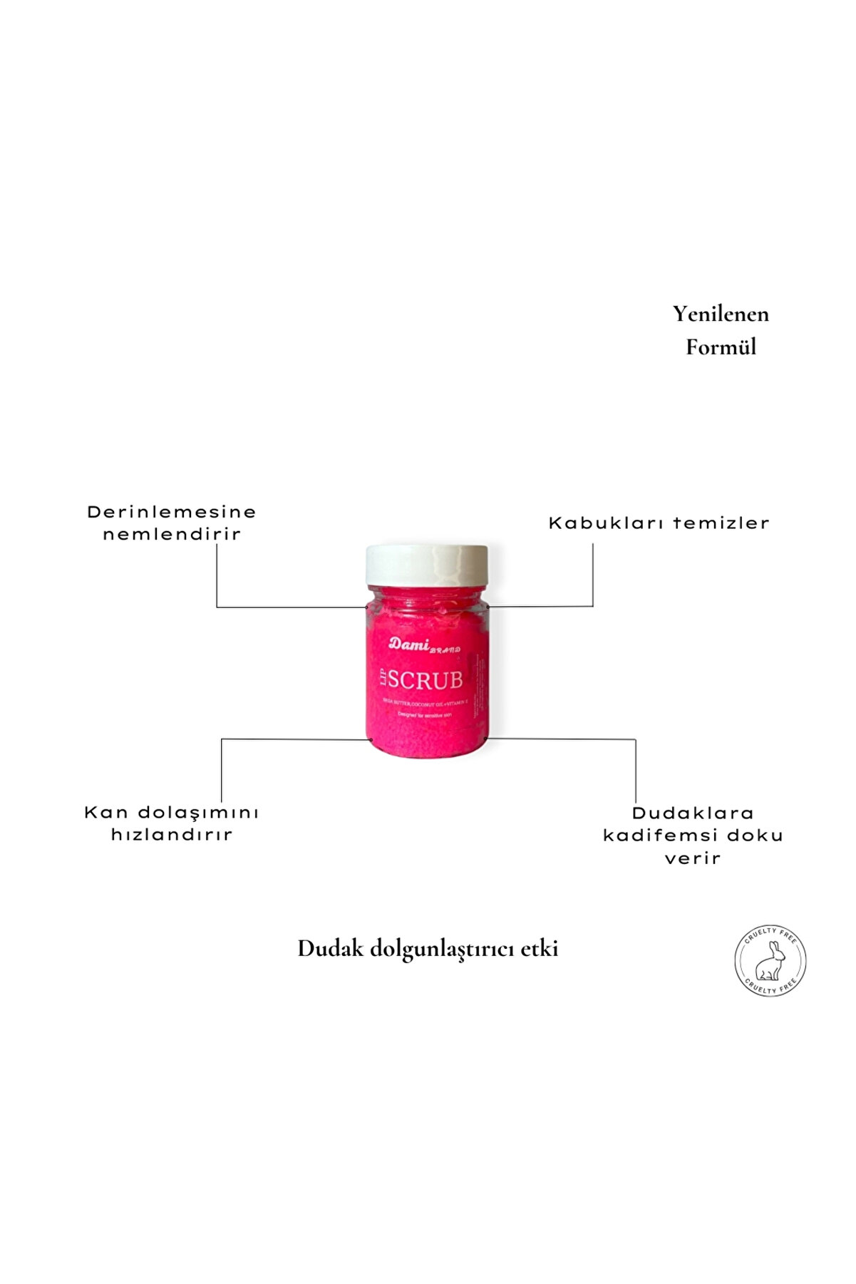 DAMİ Lip Scrub Tanecikli Dudak Dolgunlaştıran Peeling (ÇİLEK AROMALI ...