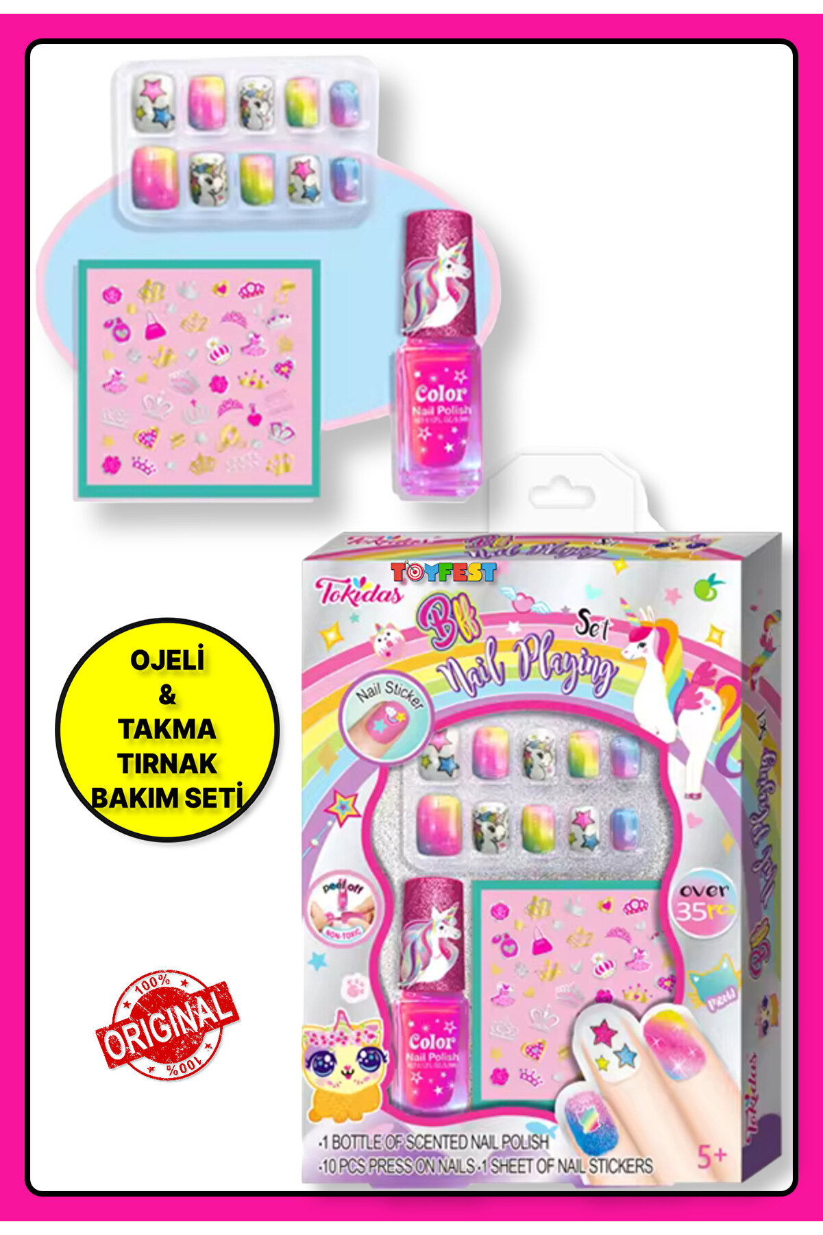 TOYFEST Tokidas BFF Nail Playing Set - Unicorn Modeli Ojeli Stickerlı ...