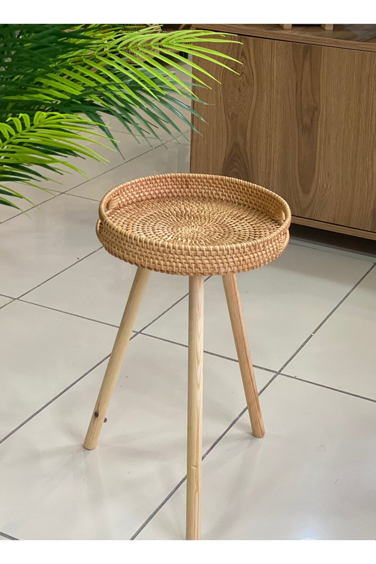 Toprak Design Tekli Rattan (35cm çap) Sehpa, Bohem hasır sehpa Fiyatı ...