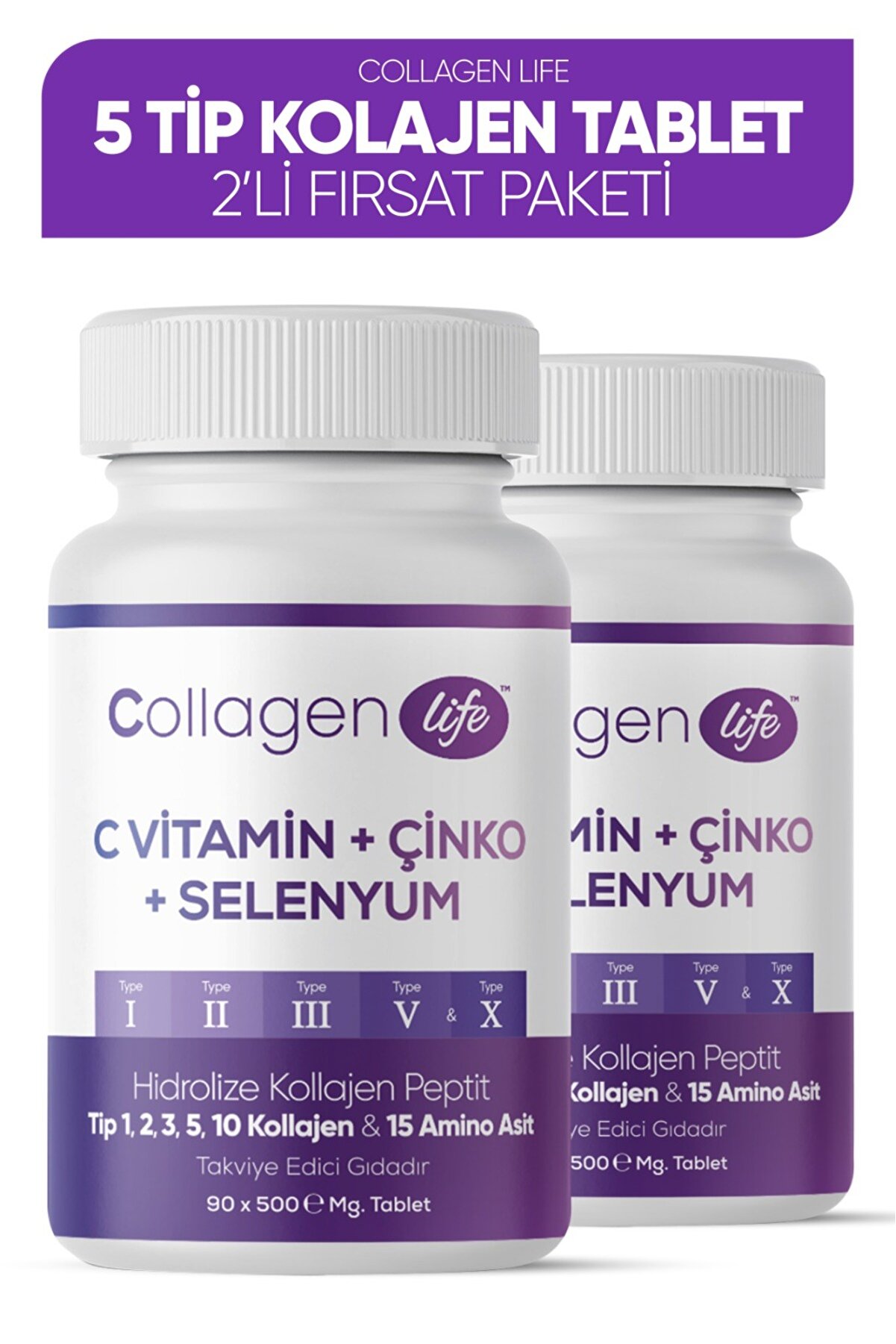 Collagen Life 5 Tip Kolajen Tip 1, Tip 2, Tip 3, Tip 5, Tip 10 2 Li ...