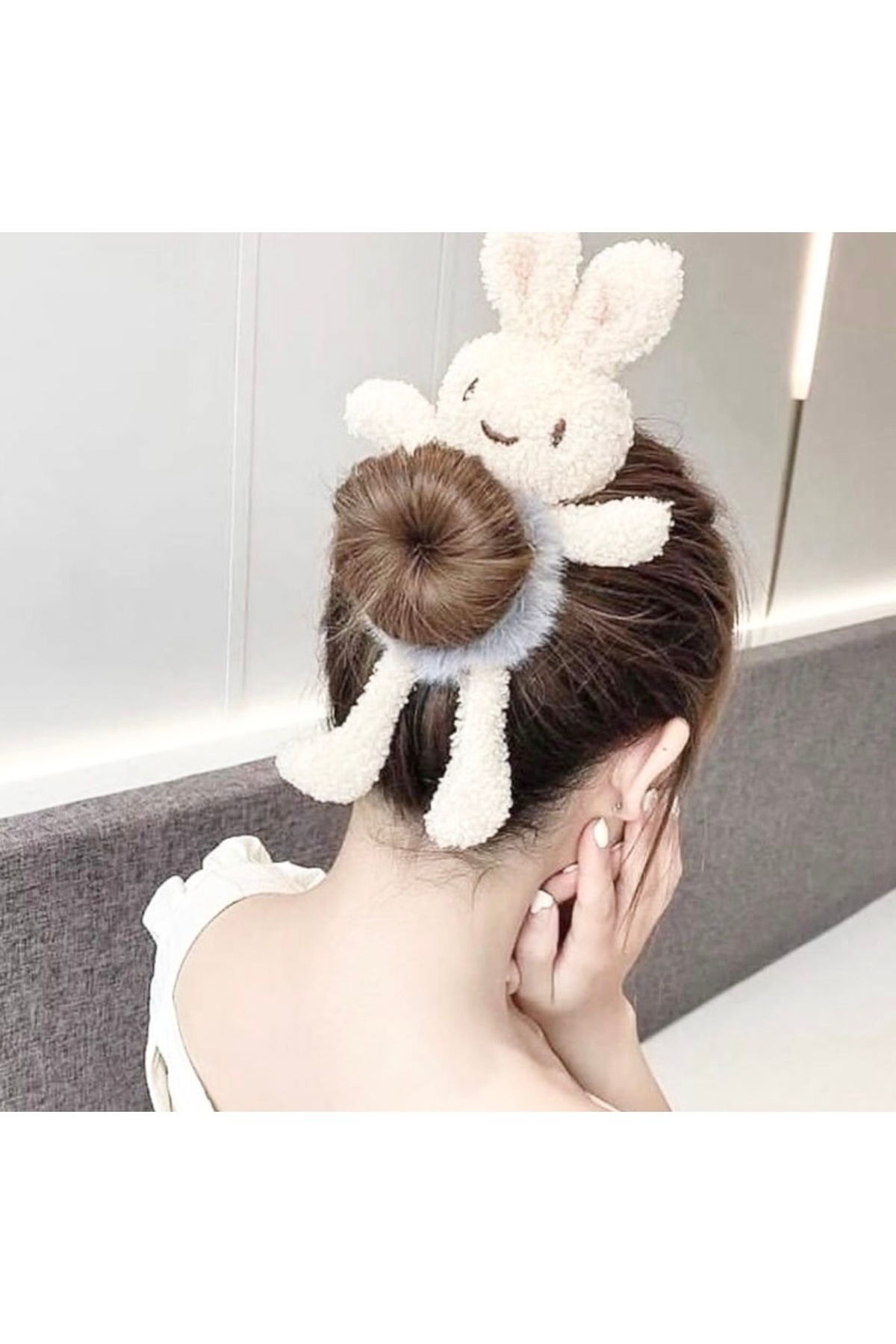 SHEKER HOME Tavşan Peluş Simit Topuz Tokası - Gri Fiyatı, Yorumları ...