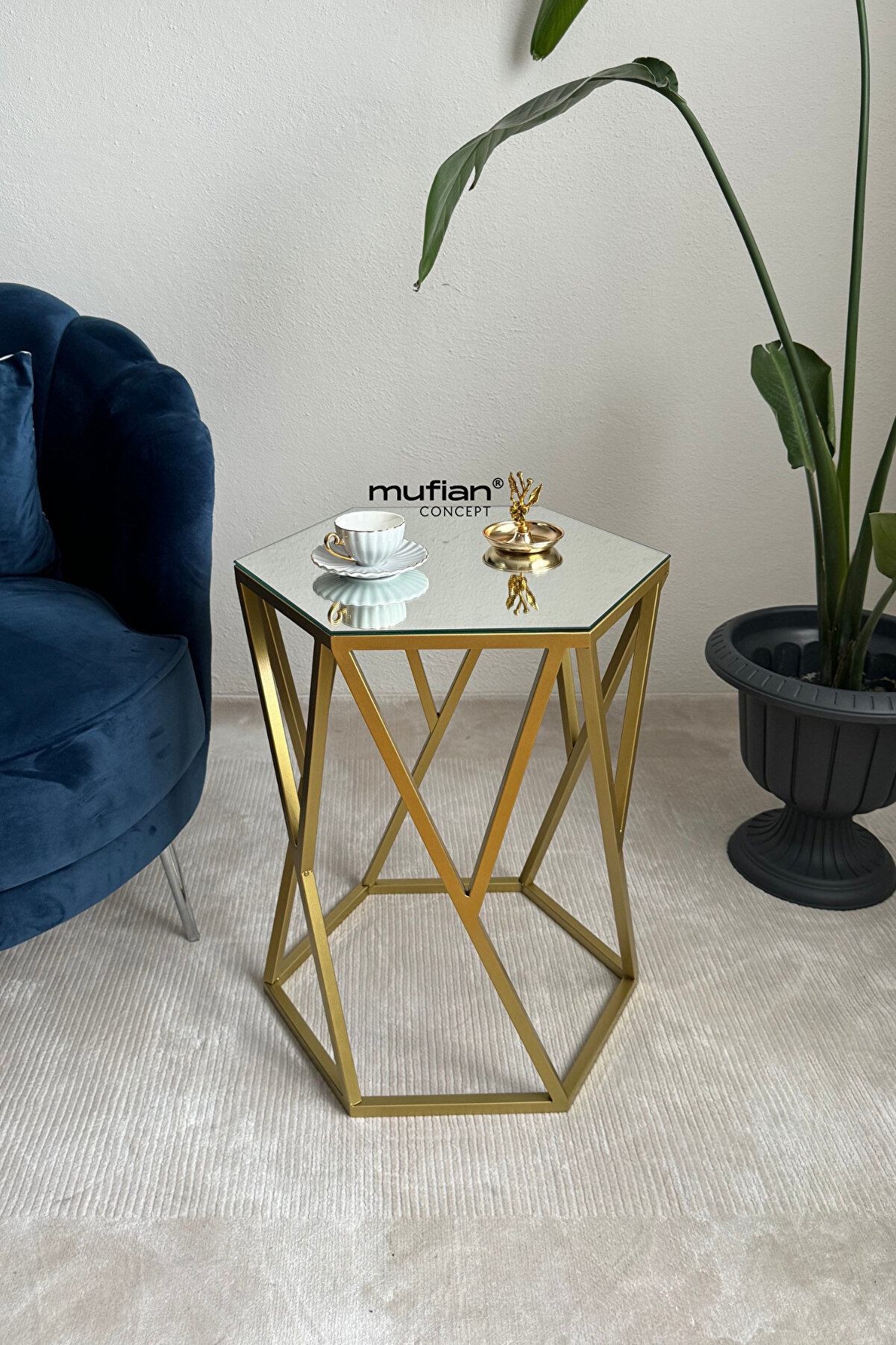 Mufian Concept CHELSEA Metal Ayaklı Dekoratif Yan Sehpa Ofis Sehpası Laptop Sehpası Zigon Sehpa ...