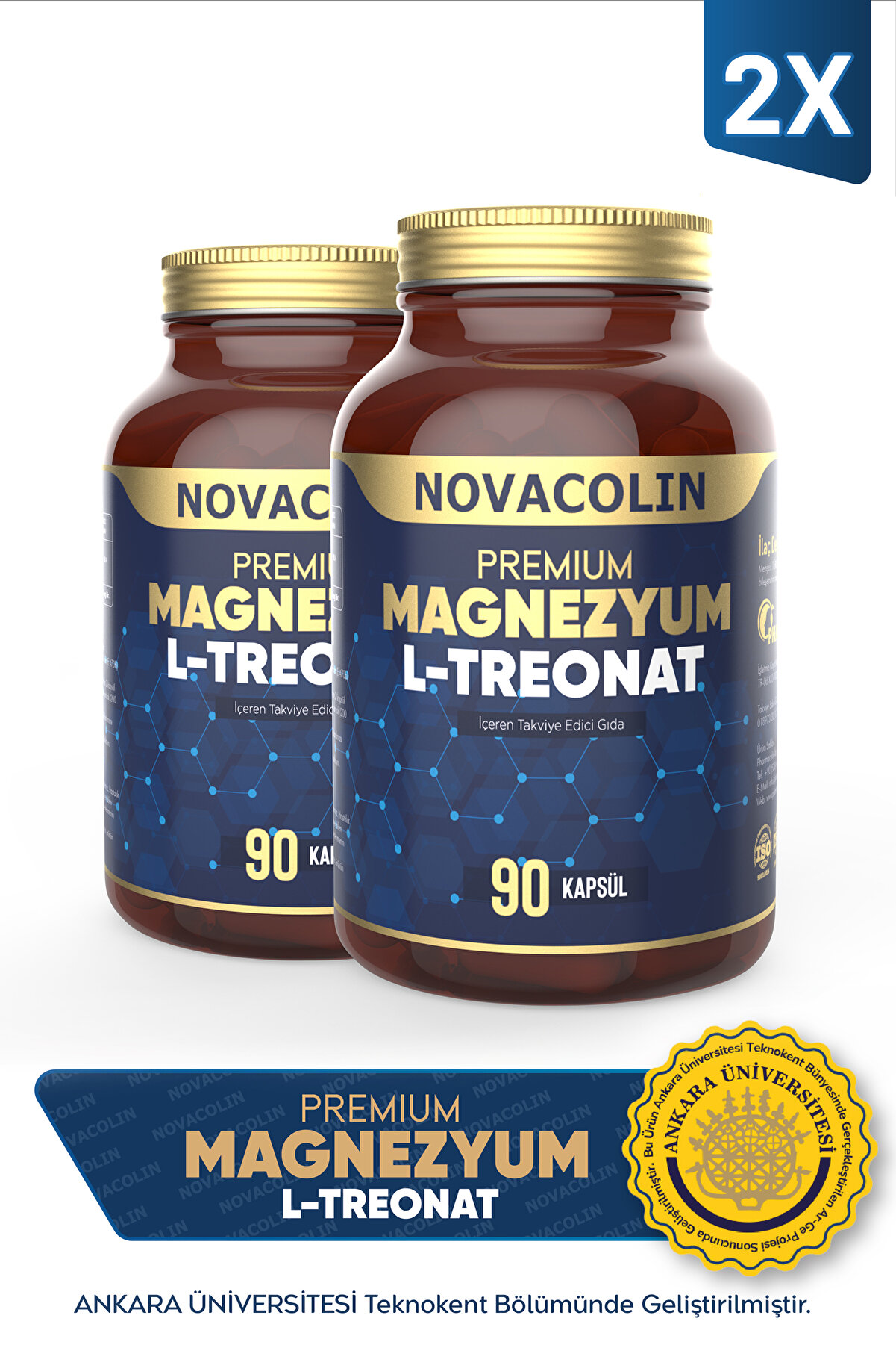 NOVACOLIN Magnezyum L-treonat 90 Bitkisel Kapsül 2'li Paket Fiyatı ...