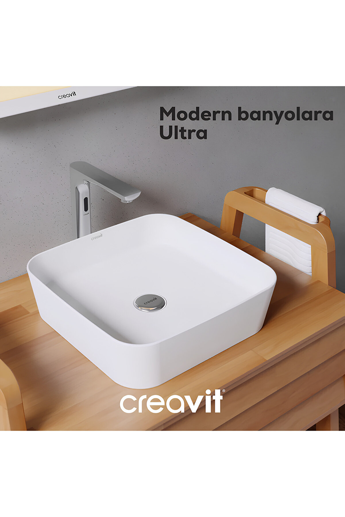 Creavit Ultra Kare Çanak Lavabo 40 Cm Beyaz Ul040-00cb00e-0000 Fiyatı ...