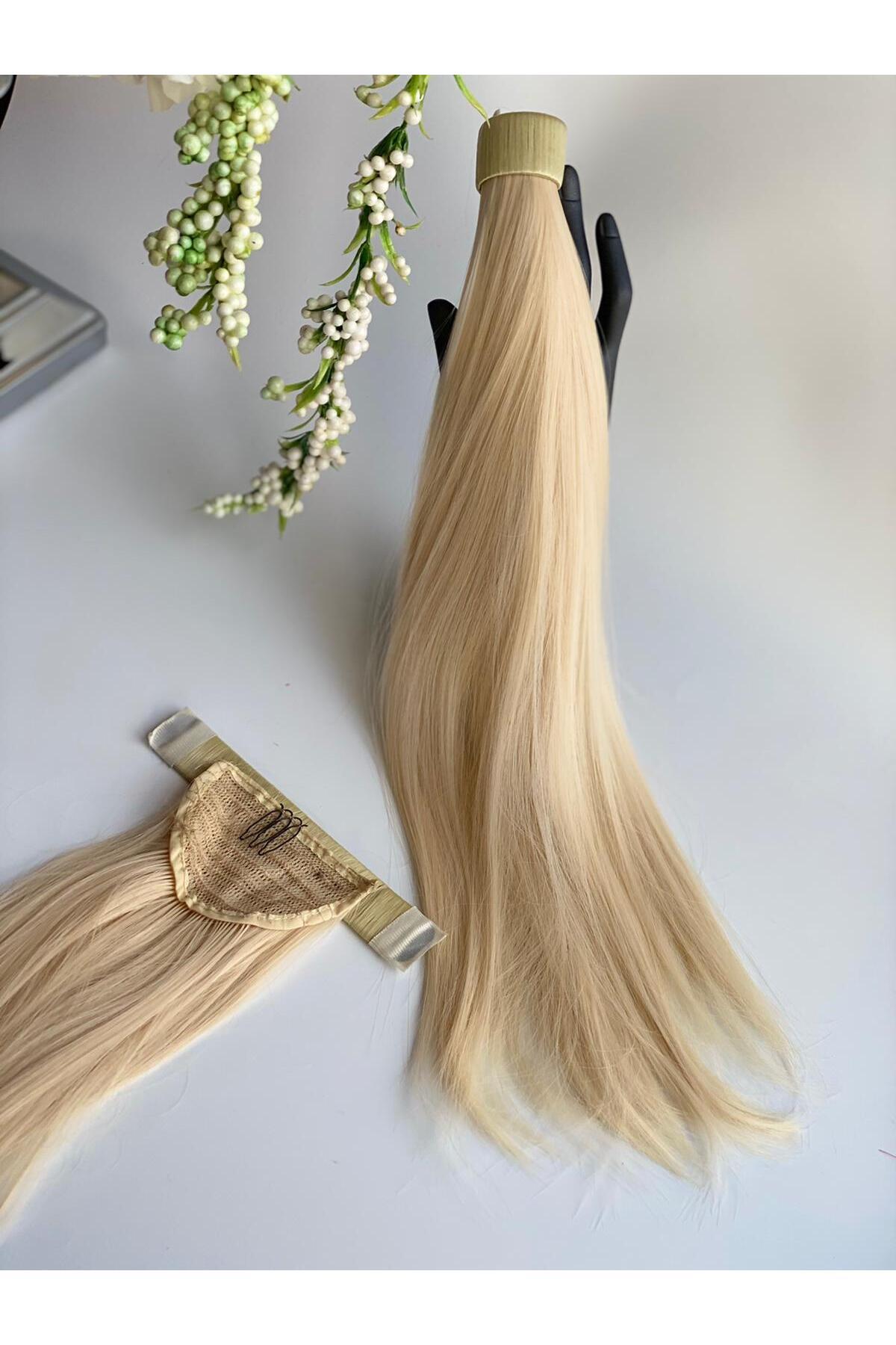 Queen Nelly Fiber ısıya dayanıklı platin sarı at kuyruğu postiş kaynak ...